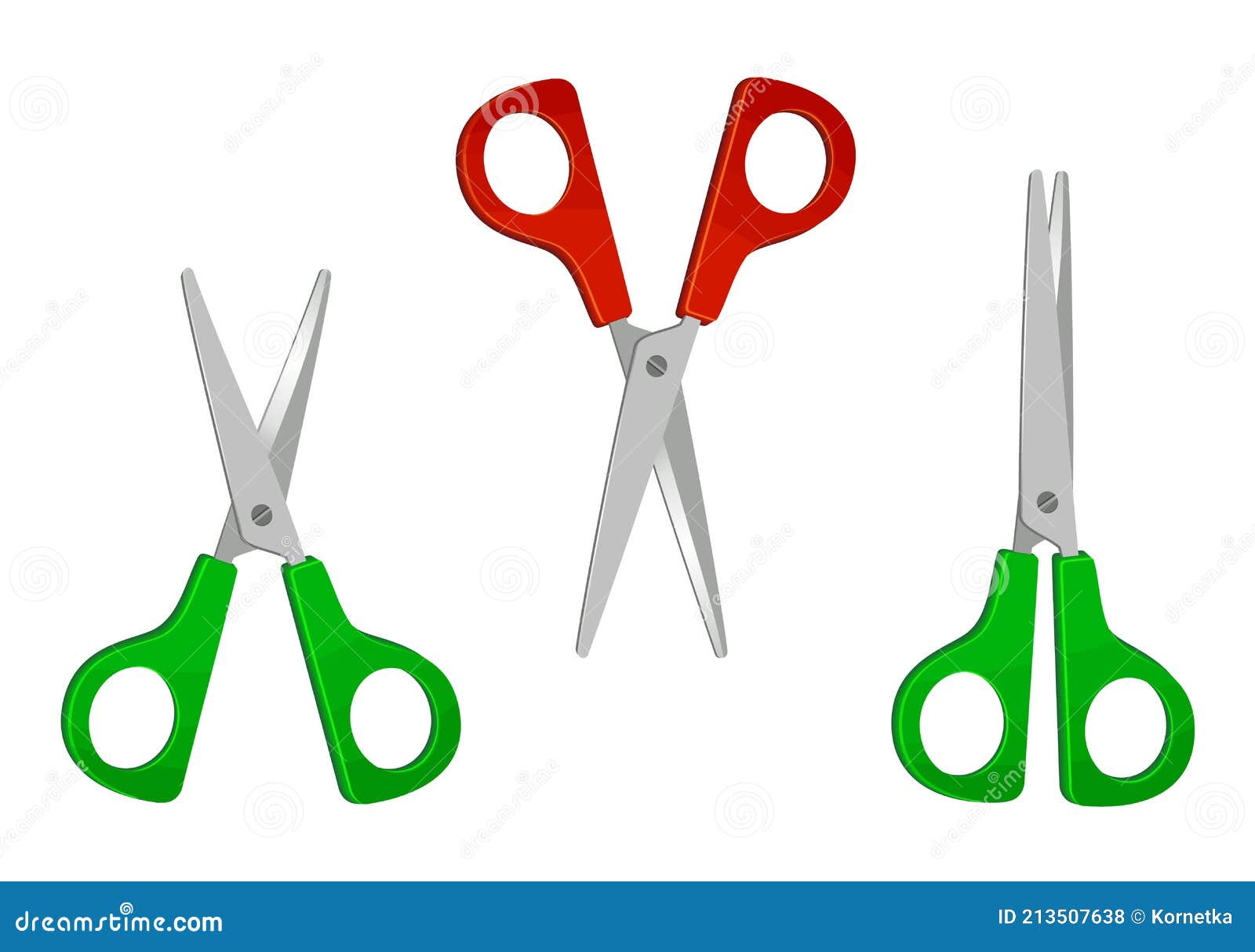 Set of Red and Green Scissors. Icons for Open and Closed Scissors Stock ...
