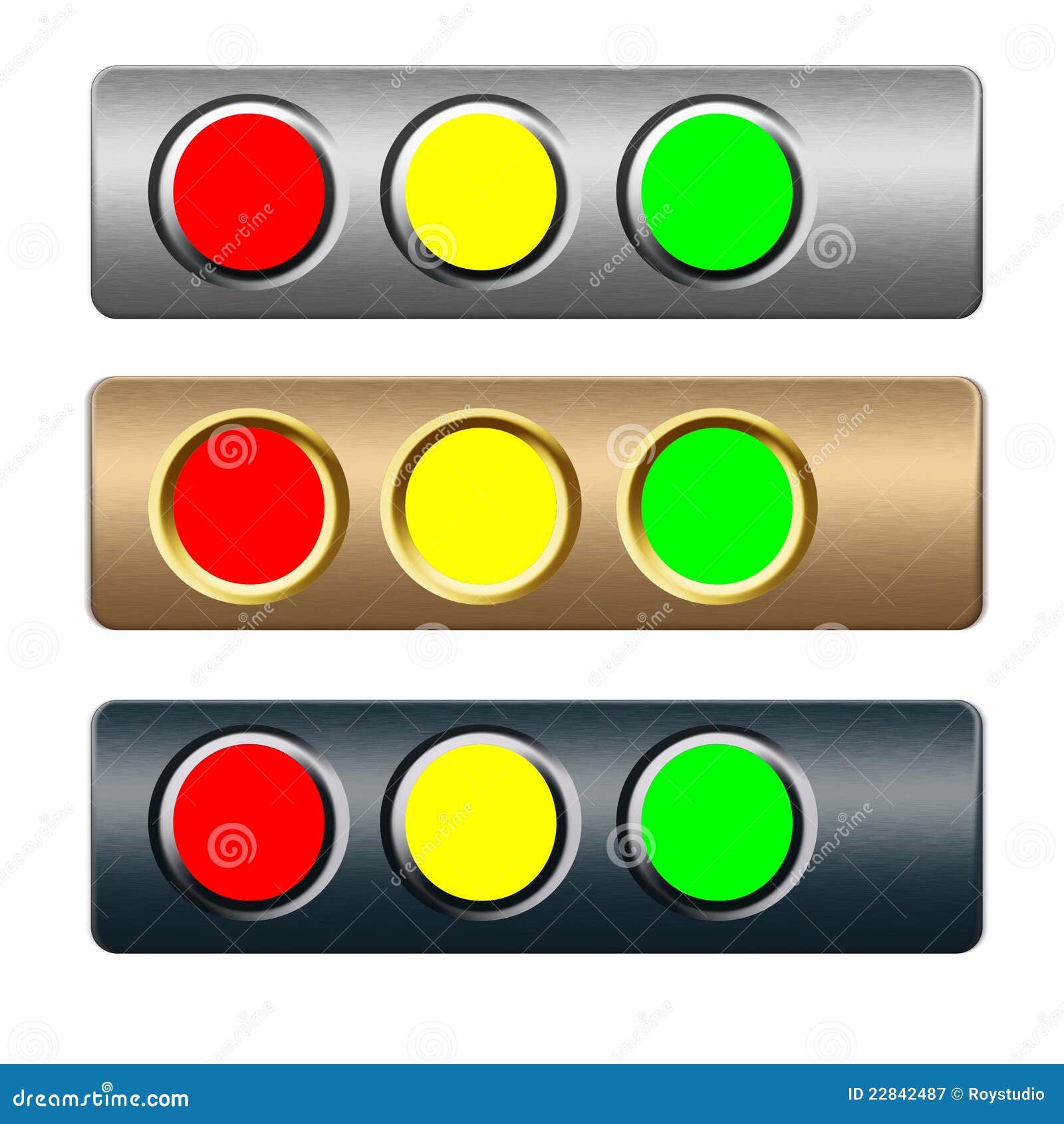 Set of Red Green Yellow Metal Buttons Stock Illustration - Illustration ...