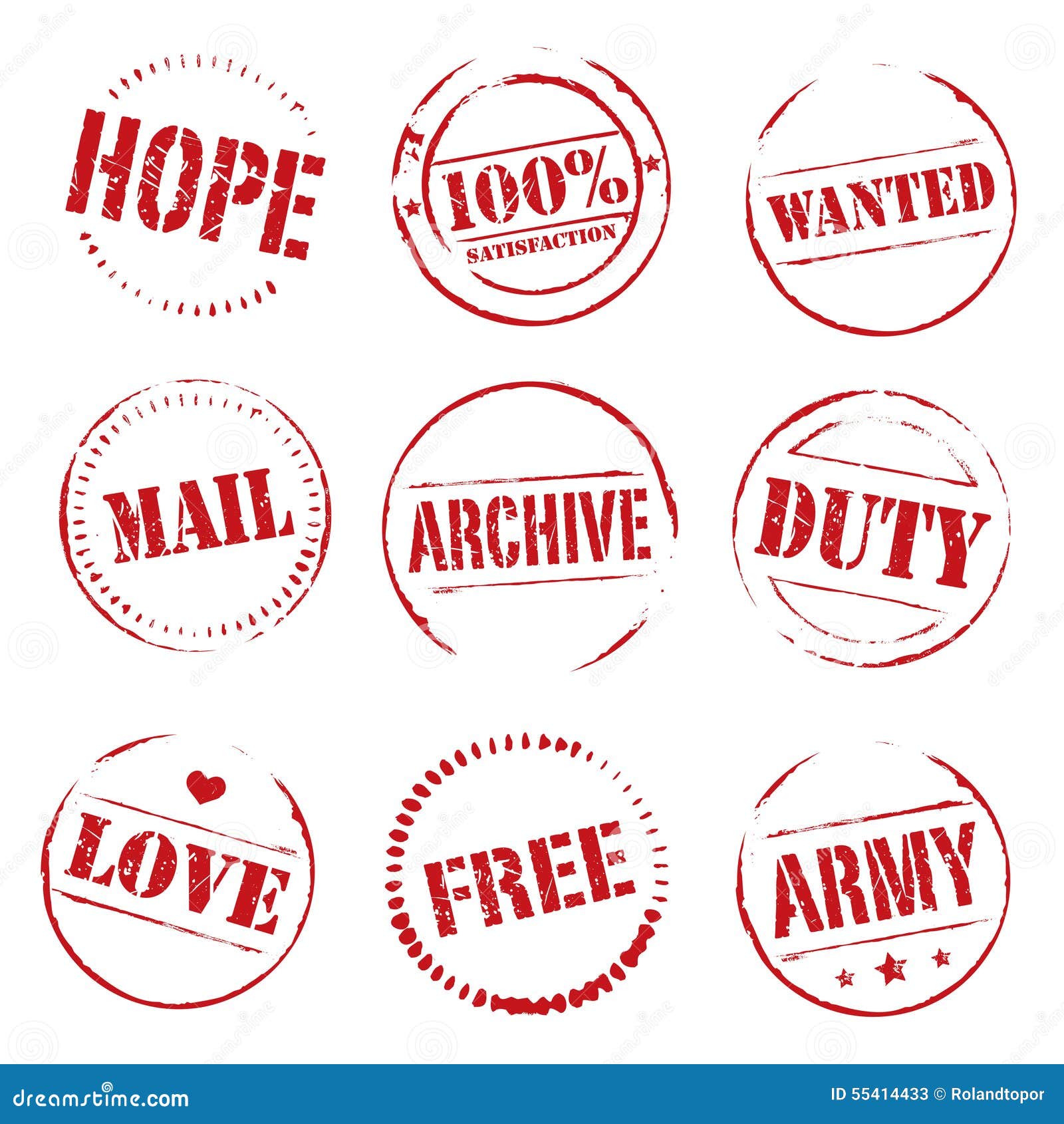 Set of red grunge stamps stock illustration. Illustration of design ...