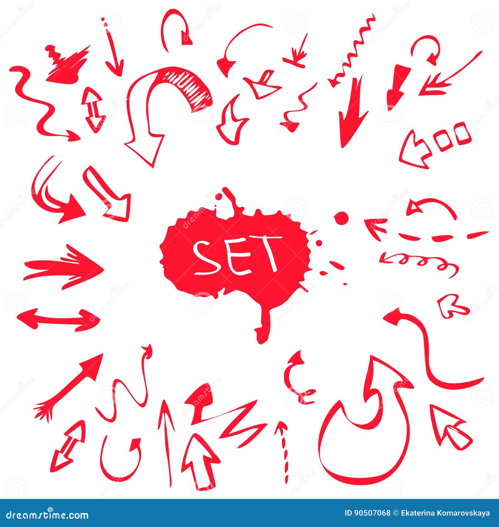 Set of Red Handwritten Arrows Stock Vector - Illustration of internet ...
