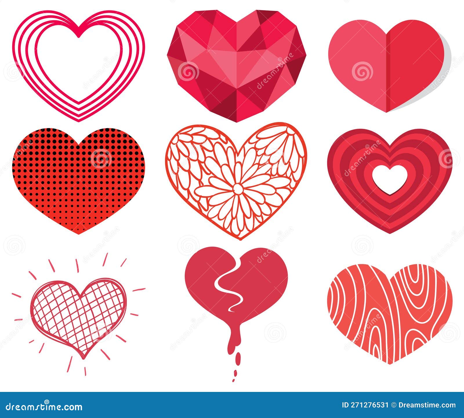 Set of red heart stock vector. Illustration of emotion - 271276531