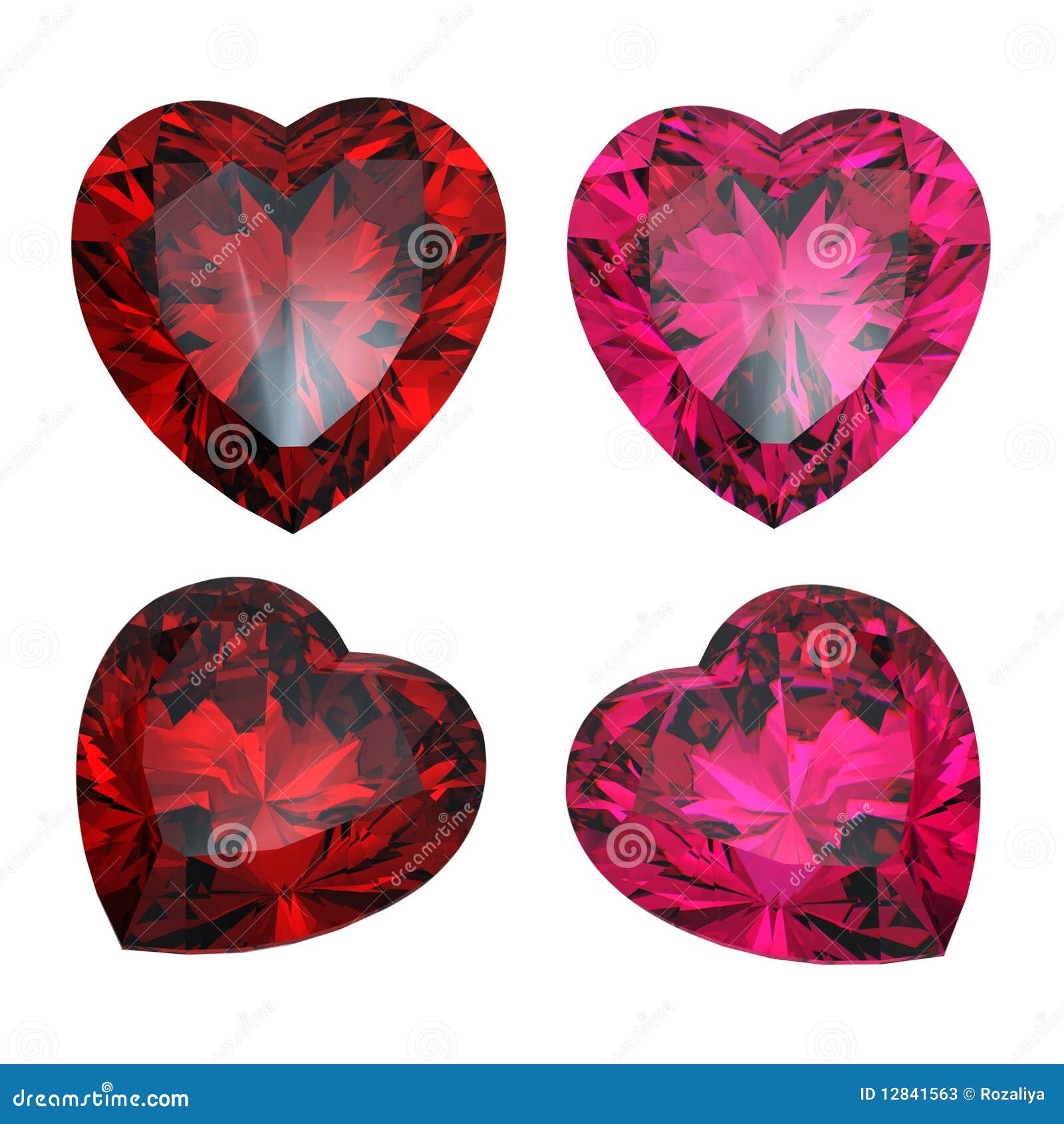Set of Red Heart Shaped Ruby and Garnet Stock Illustration ...