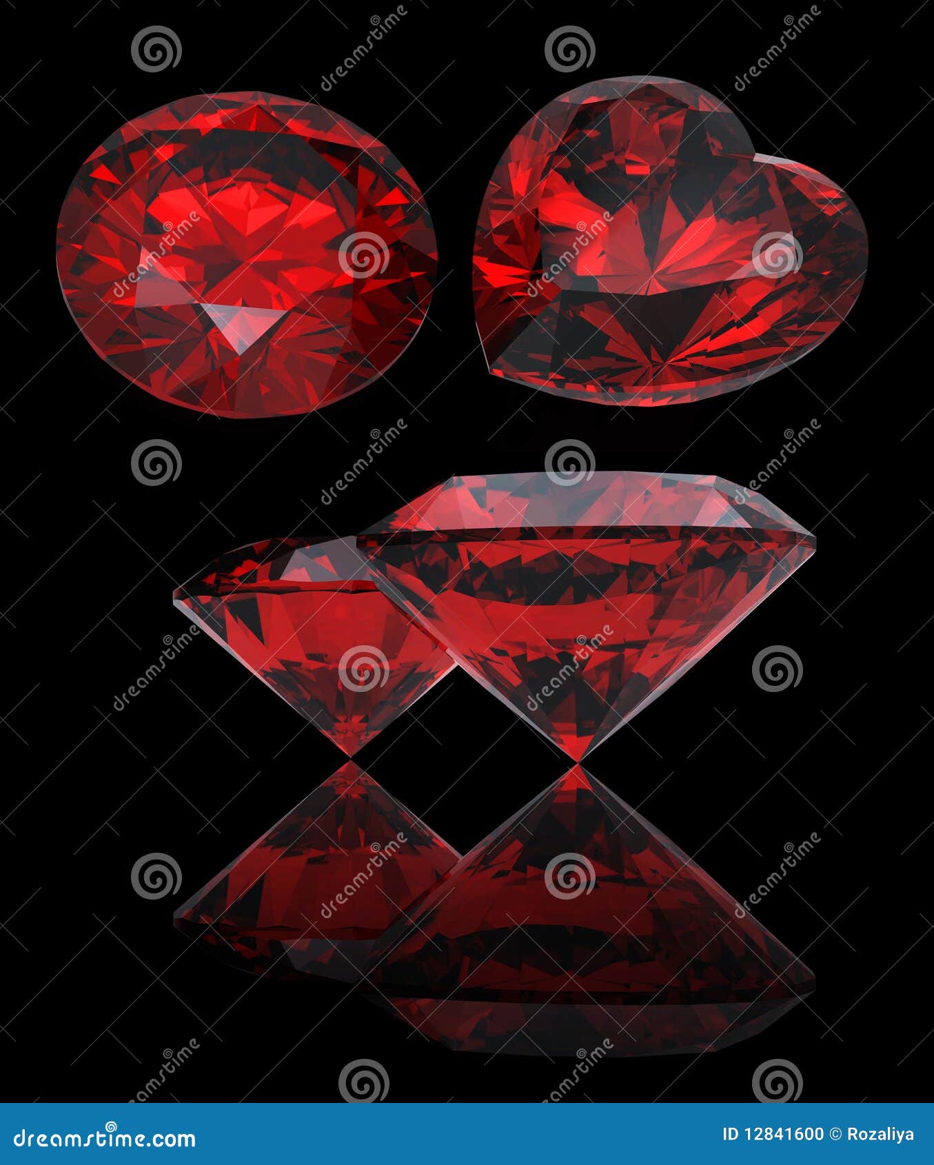 Set of Red Heart Shaped Ruby and Garnet Stock Illustration ...