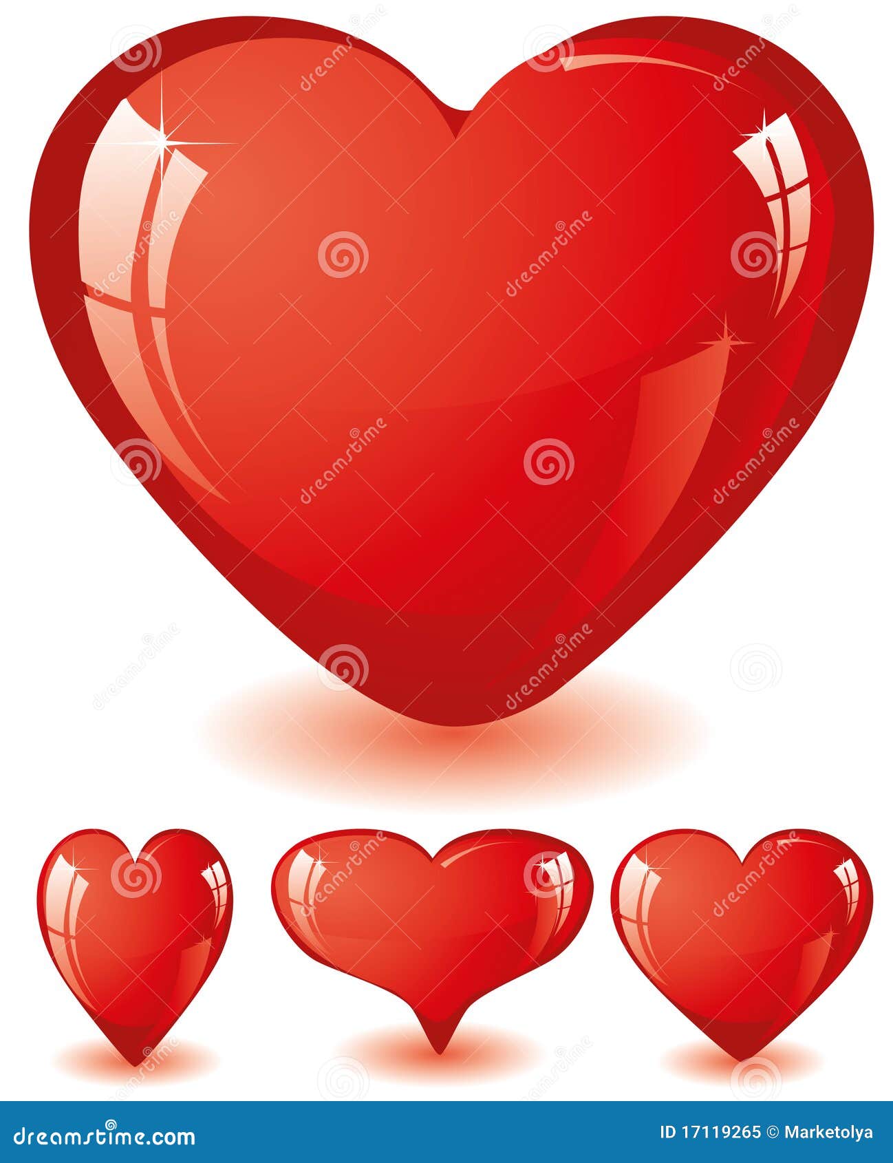 Set of red hearts stock vector. Illustration of lovely - 17119265