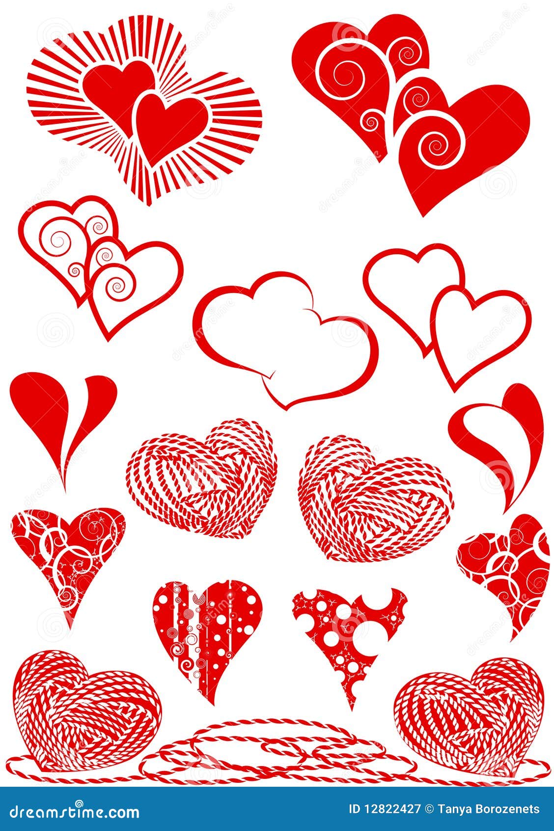 Set of Red Hearts As Design Elements Stock Vector - Illustration of ...