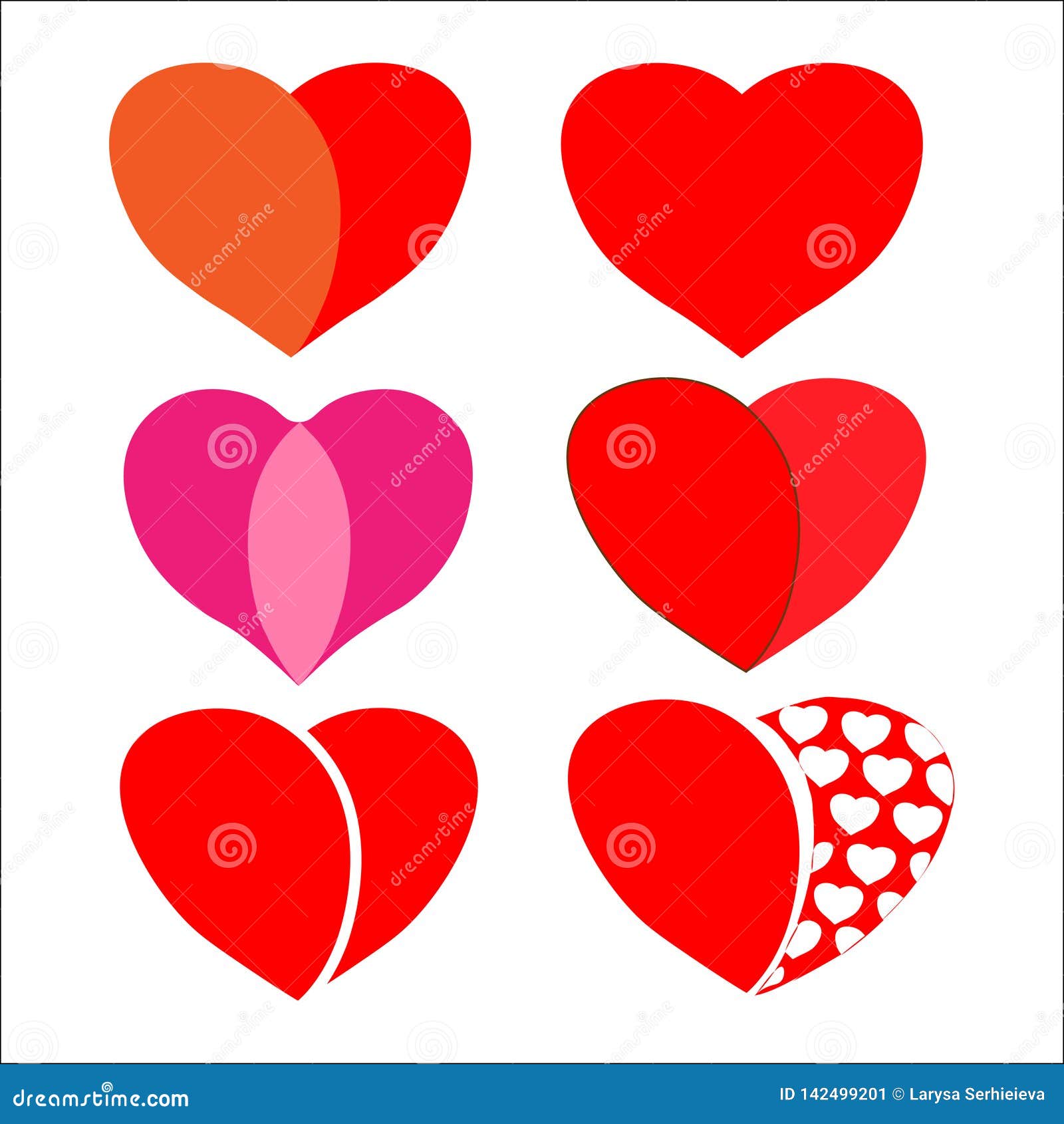Set of red hearts stock vector. Illustration of design - 142499201