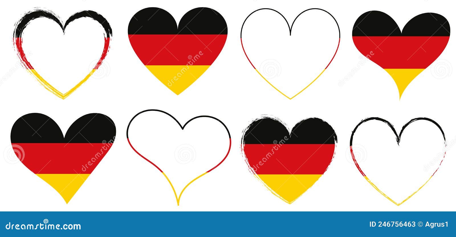 Set of Red Hearts Icons with Flag of Germany - Vector Illustration ...