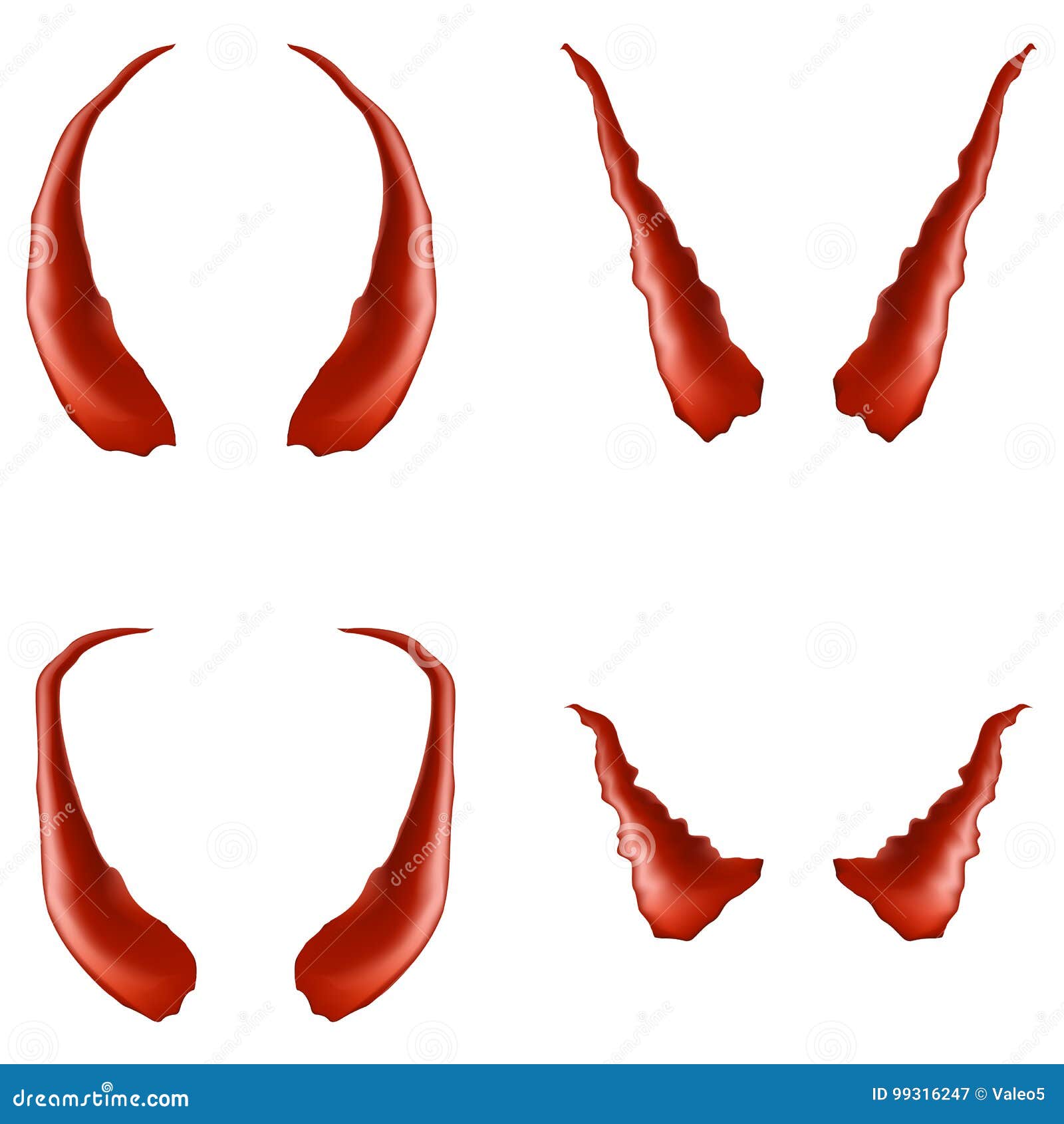 Set of Red Horns stock vector. Illustration of gear, innocence - 99316247