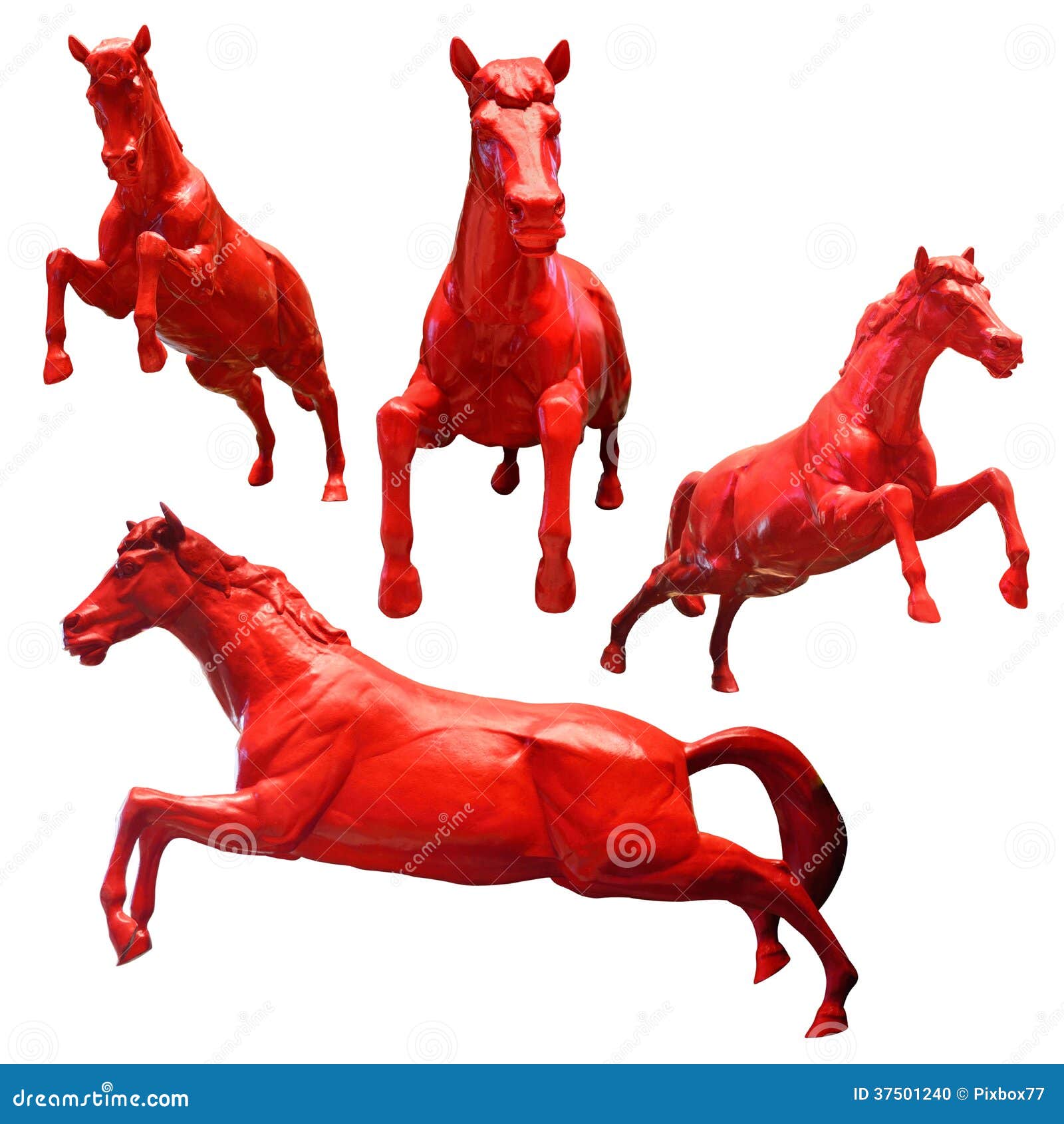 Set of red horses isolated stock photo. Image of legs - 37501240