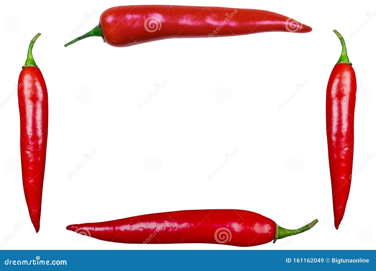 Set of Red Hot Chilli Pepper Frame Isolated on White Background. Stock ...