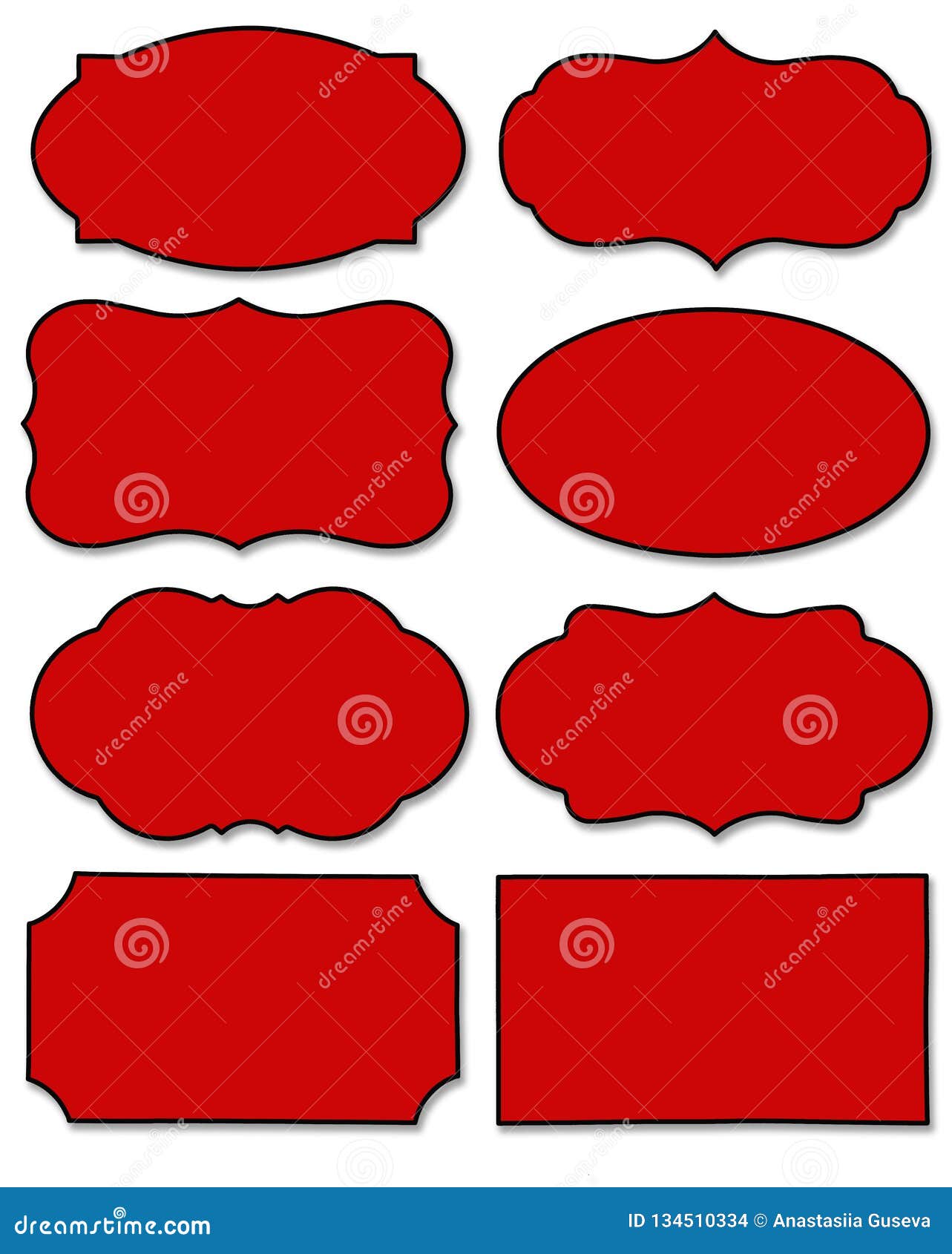 Set of Red Label with Different Shape Isolated on White Background ...