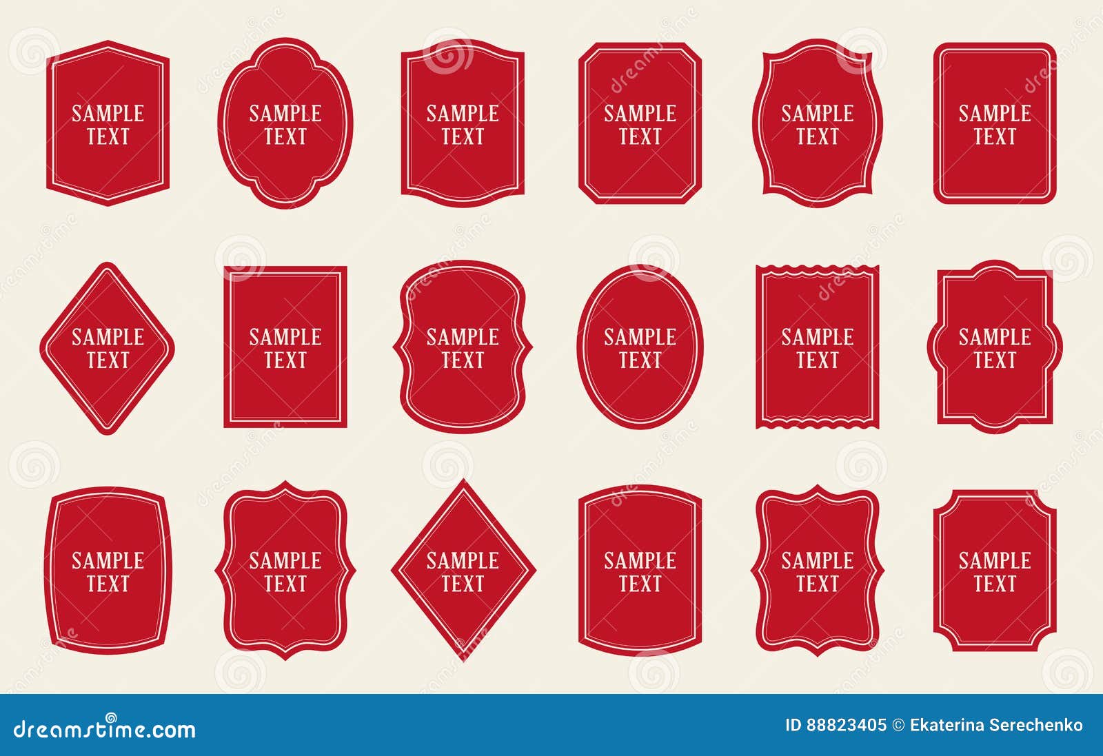 Set of Red Label Templates. Different Shapes Stock Vector ...