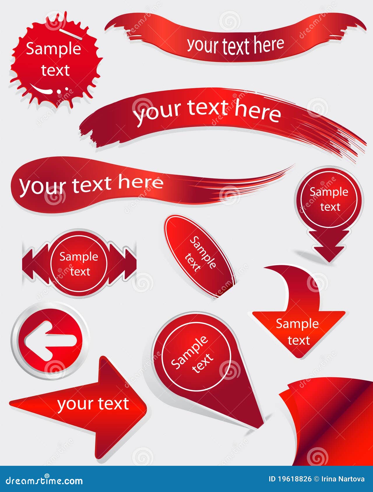 Set of red labels stock vector. Illustration of isolated - 19618826