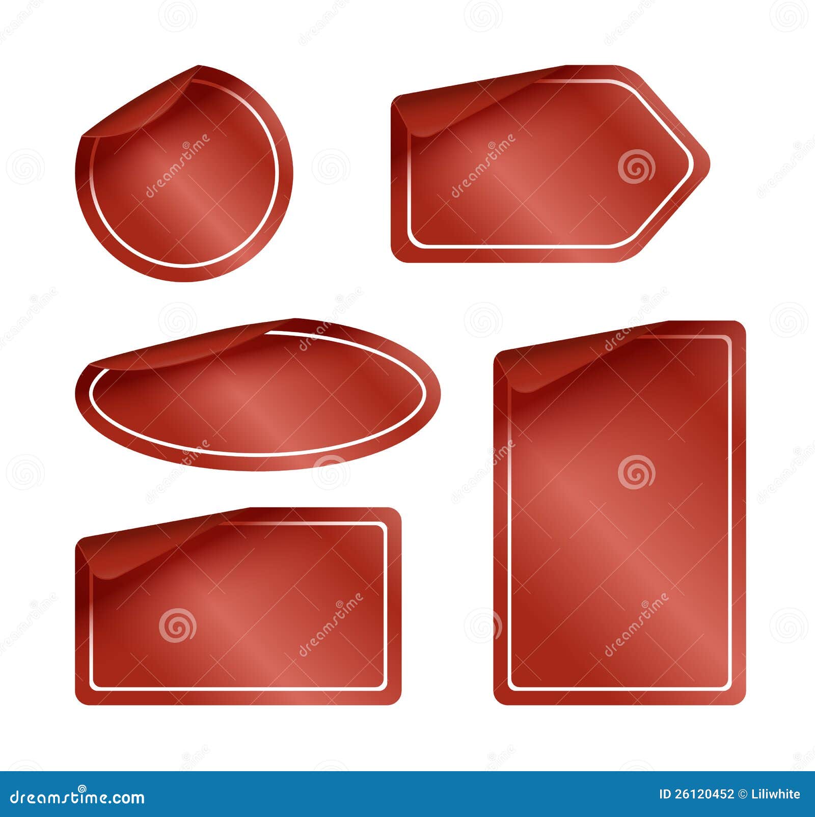 Set of Red Labels with Rounded Corners Stock Vector - Illustration of ...