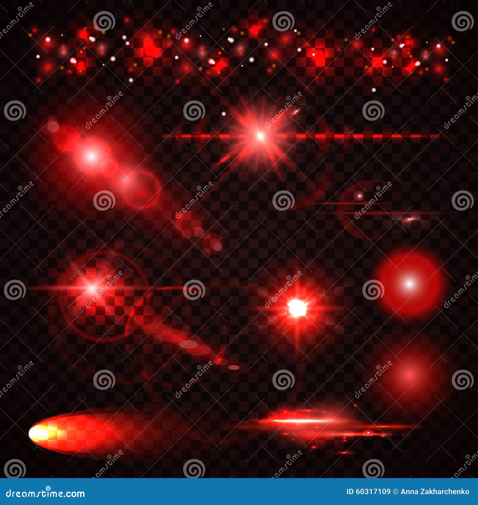 Set Of Red Light Effects, Spotlights, Flash, Stars Stock Vector - Image ...