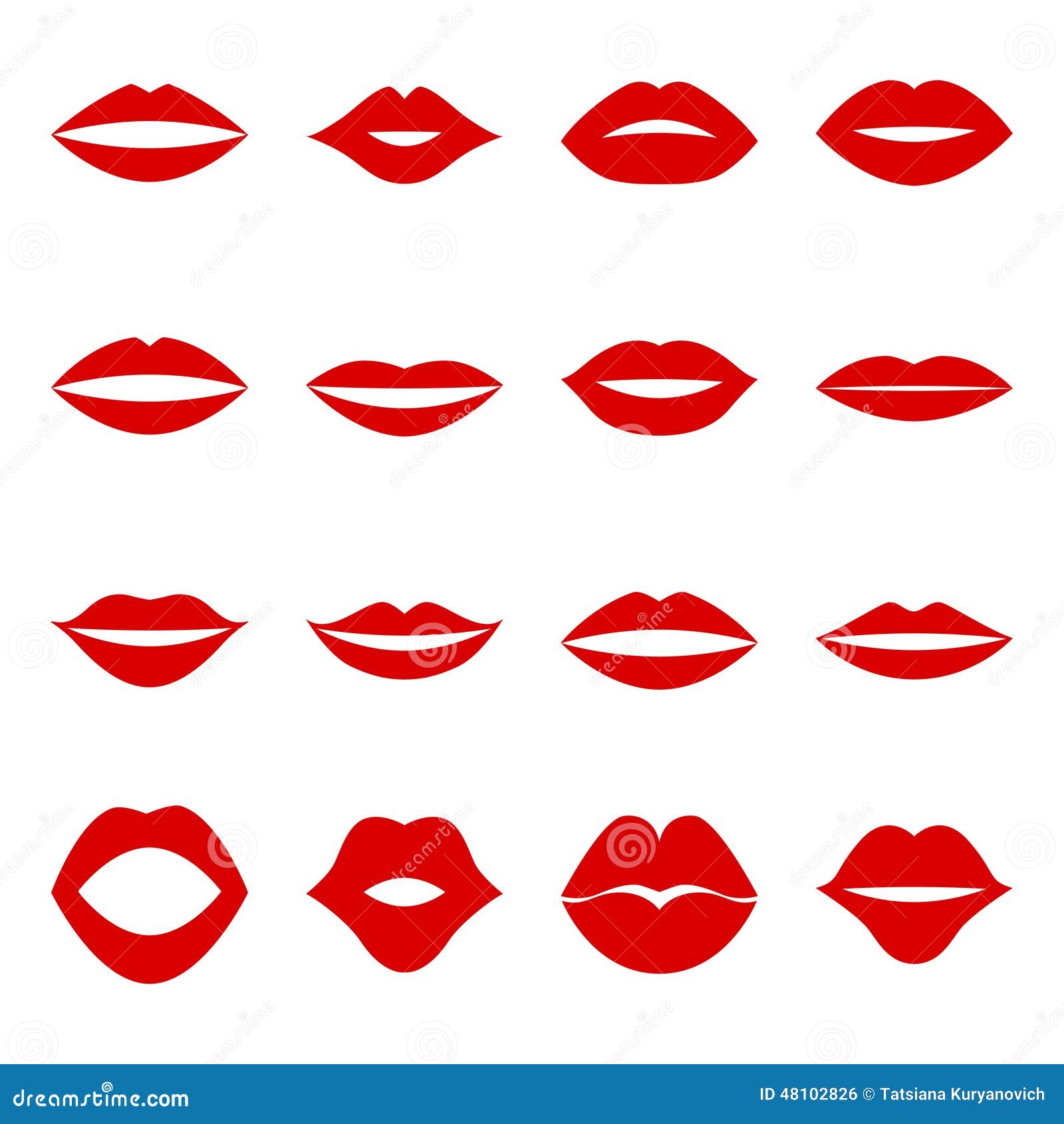 Set of Red Lips, Illustration Stock Vector - Illustration of collection ...