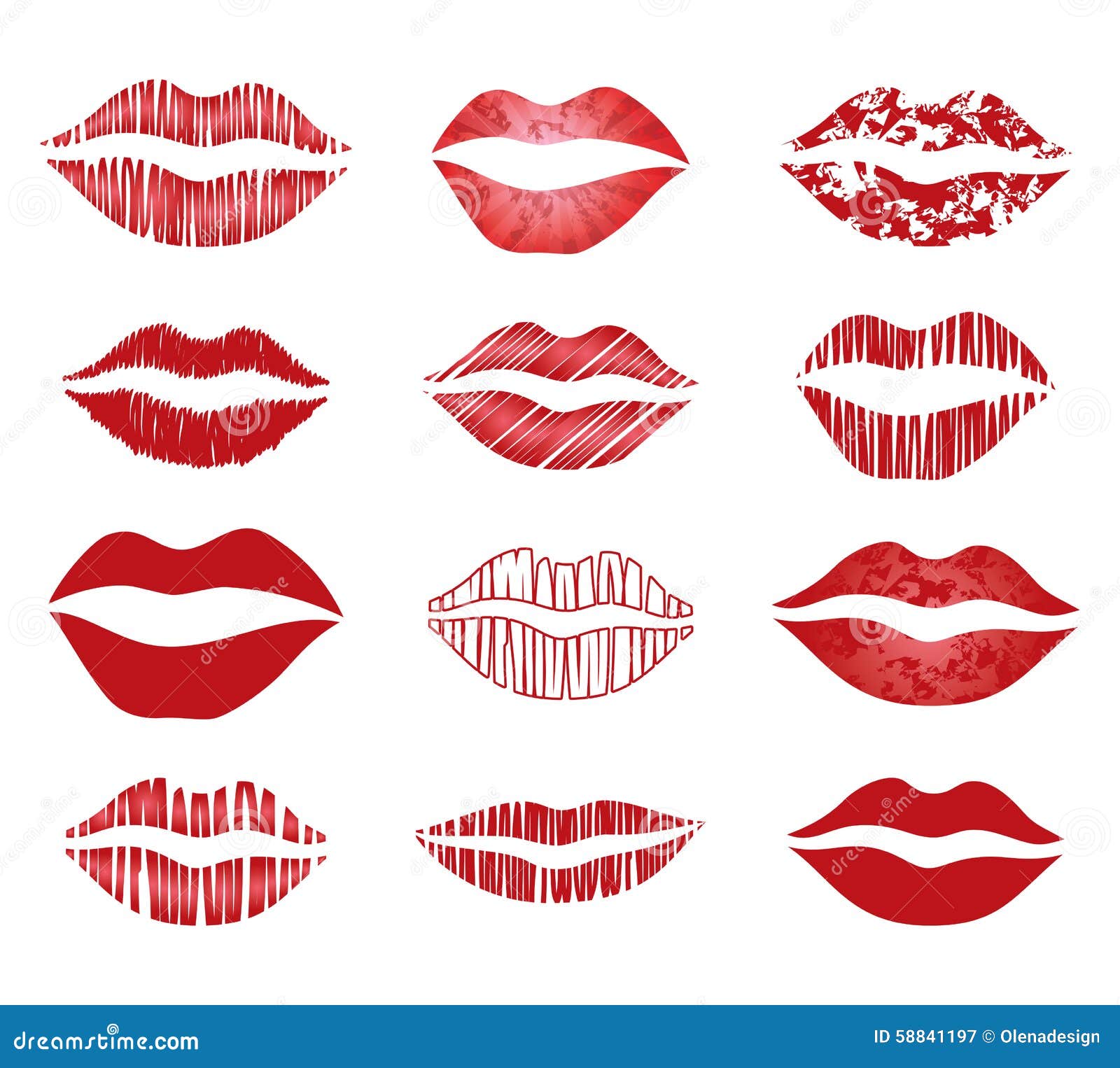 Set of red lips - vector stock vector. Illustration of hatching - 58841197