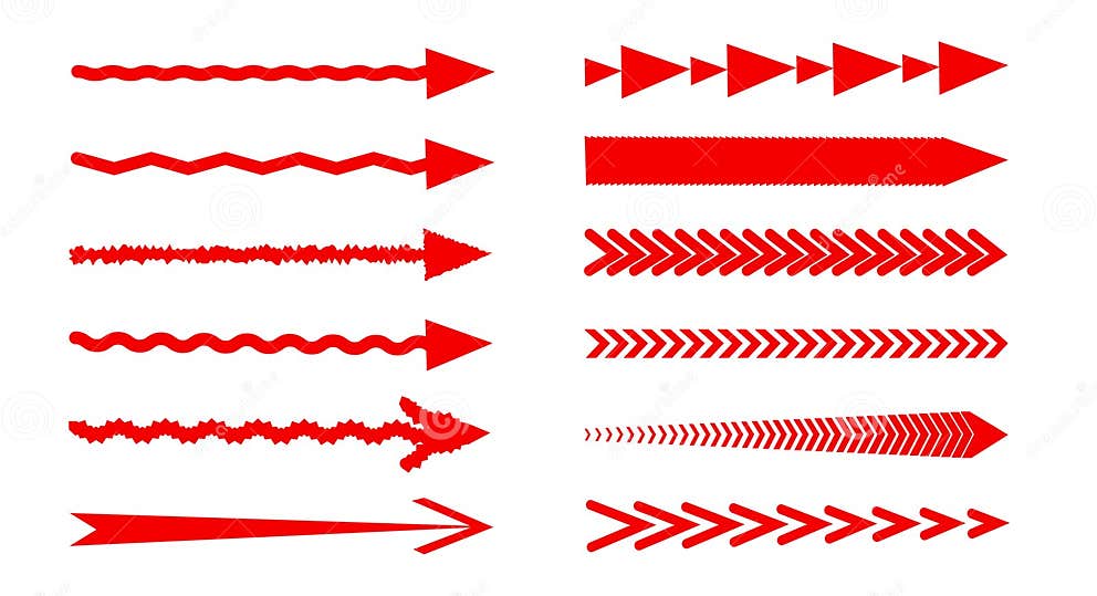 Set Red Long Arrow Icon. Vector Illustration. Stock Illustration ...
