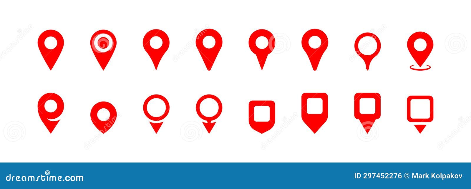 Set of Red Map Point and Pin Location Icons. GPS Icon, Vector Isolated ...