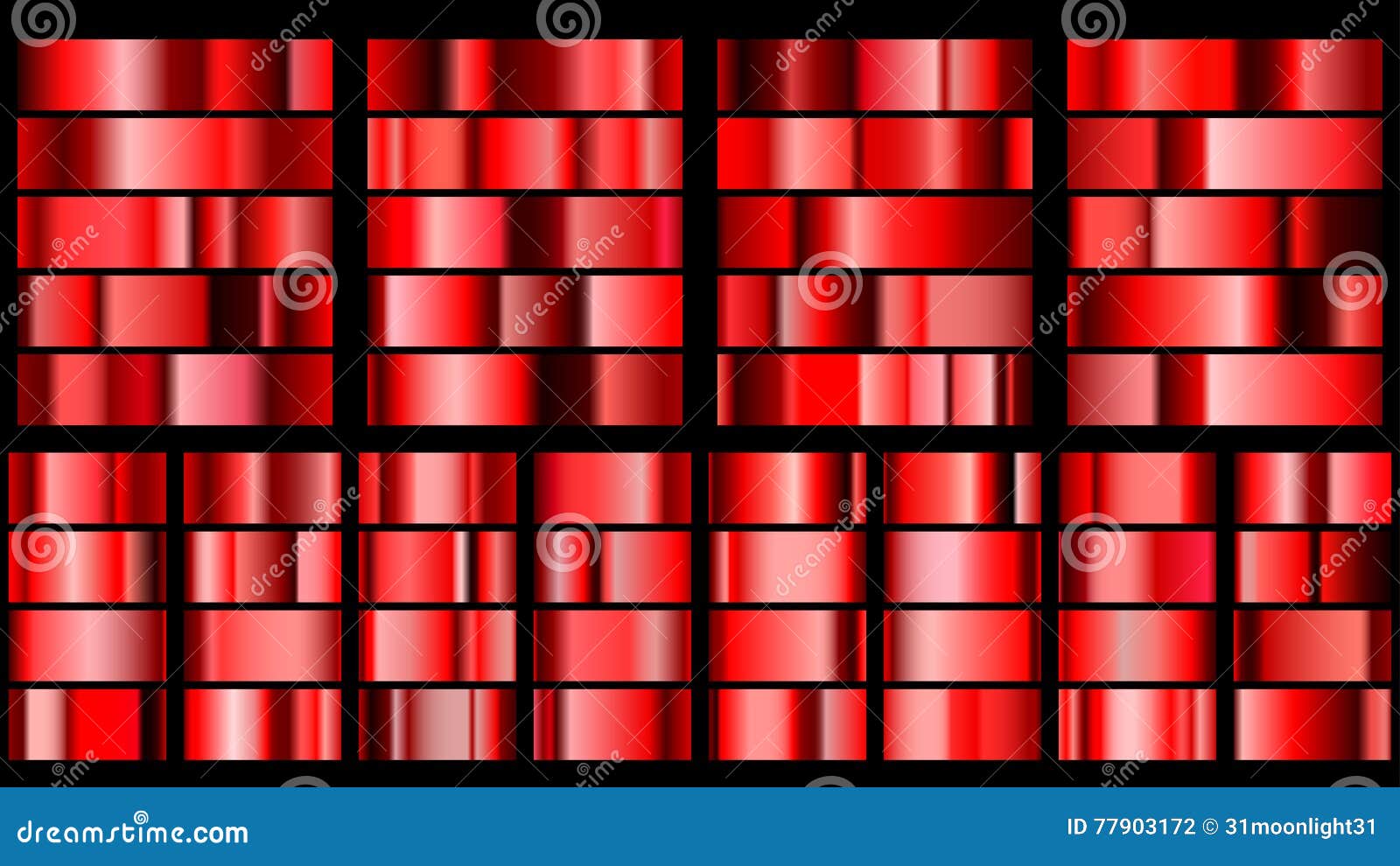 Set of red metal gradients stock vector. Illustration of abstract ...
