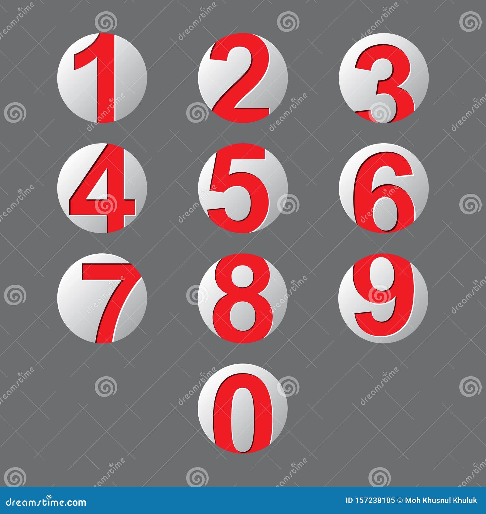 Set Red Number Icon with Shadow Stock Vector - Illustration of digits ...