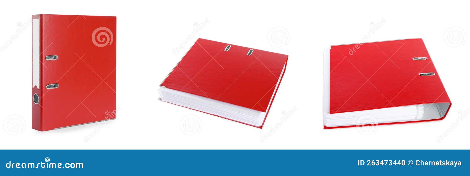 Set with Red Office Folders on White Background. Banner Design Stock ...