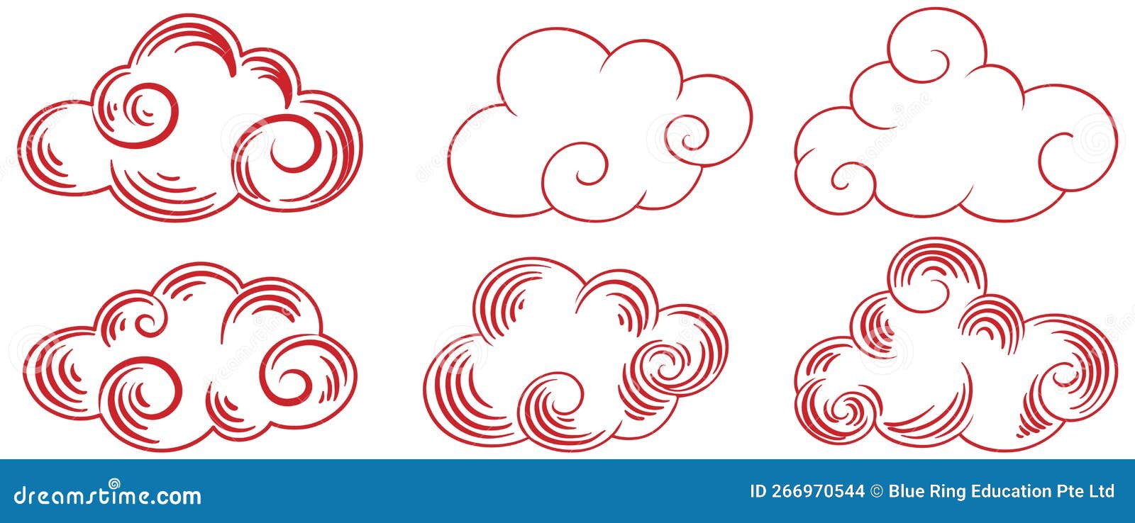 Set of red outline cloud stock vector. Illustration of chinese - 266970544