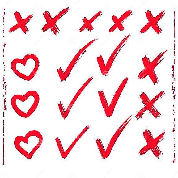 Set of red painted ticks stock vector. Illustration of design - 18637202