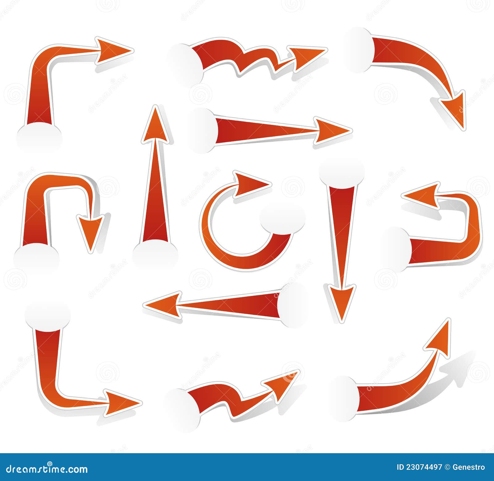 Set of red paper arrows stock vector. Illustration of angle - 23074497