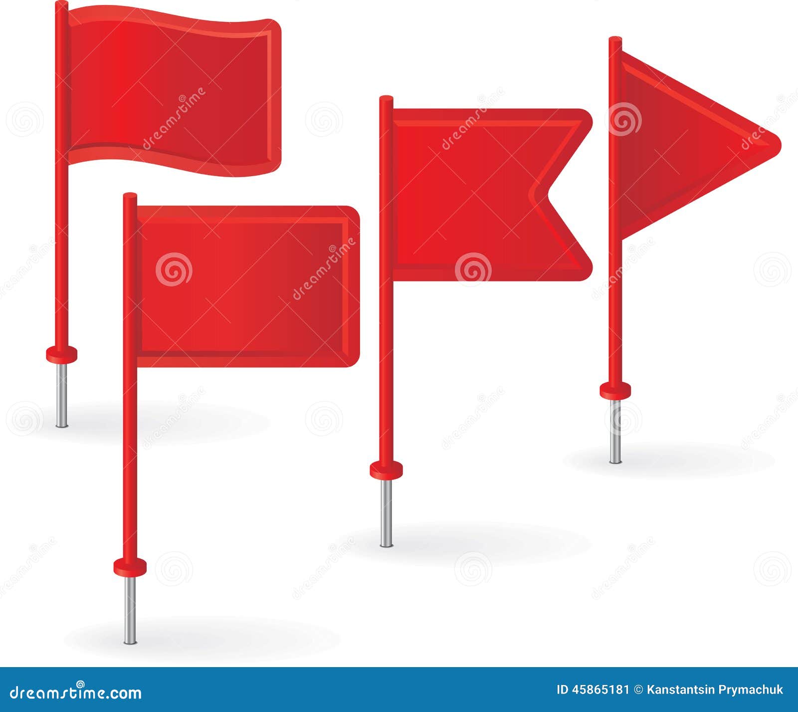 Set of Red Pin Flags. Vector Stock Vector - Illustration of fixation ...