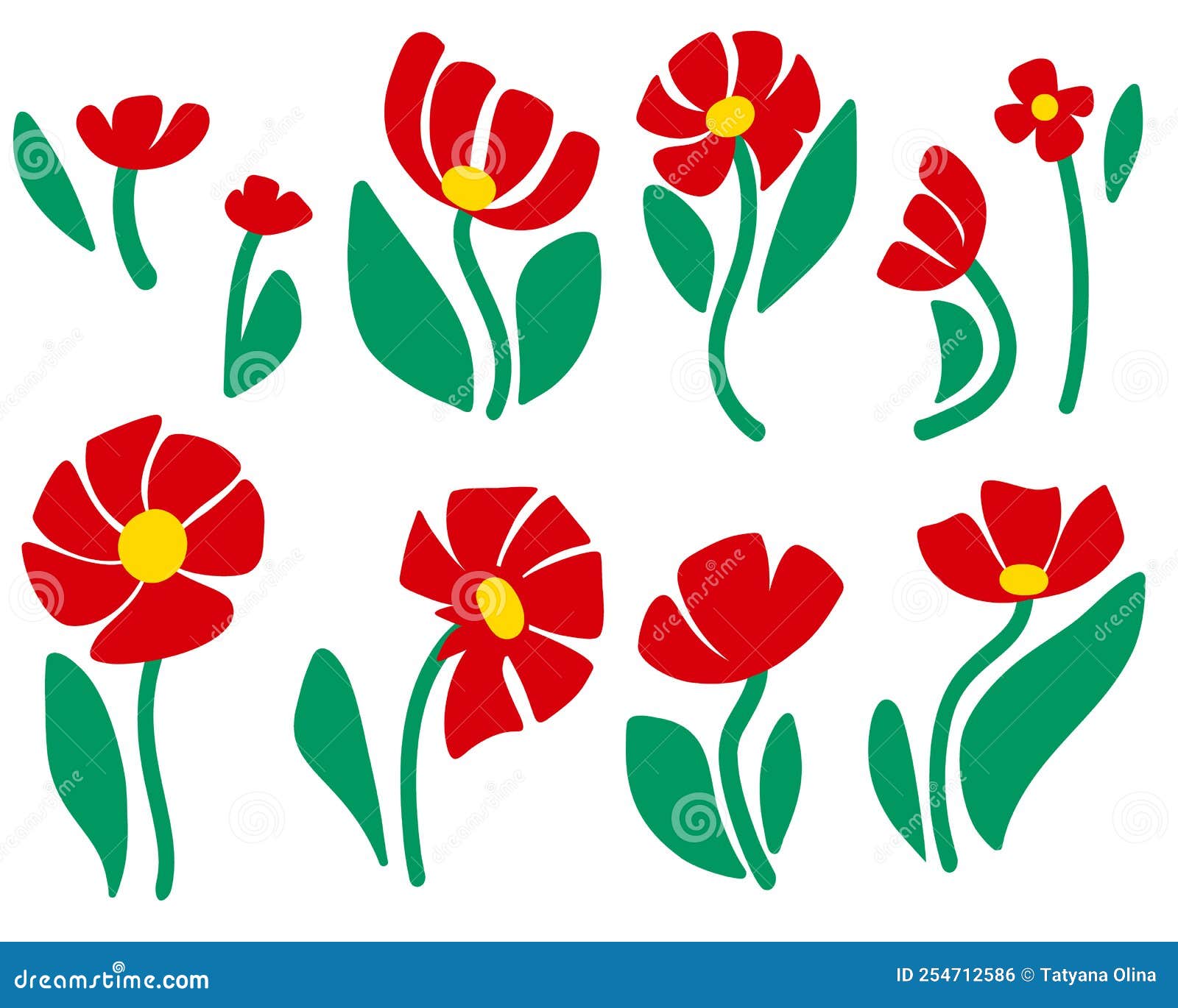 Set of Red Poppy Flowers. Vector Illustration Stock Vector ...