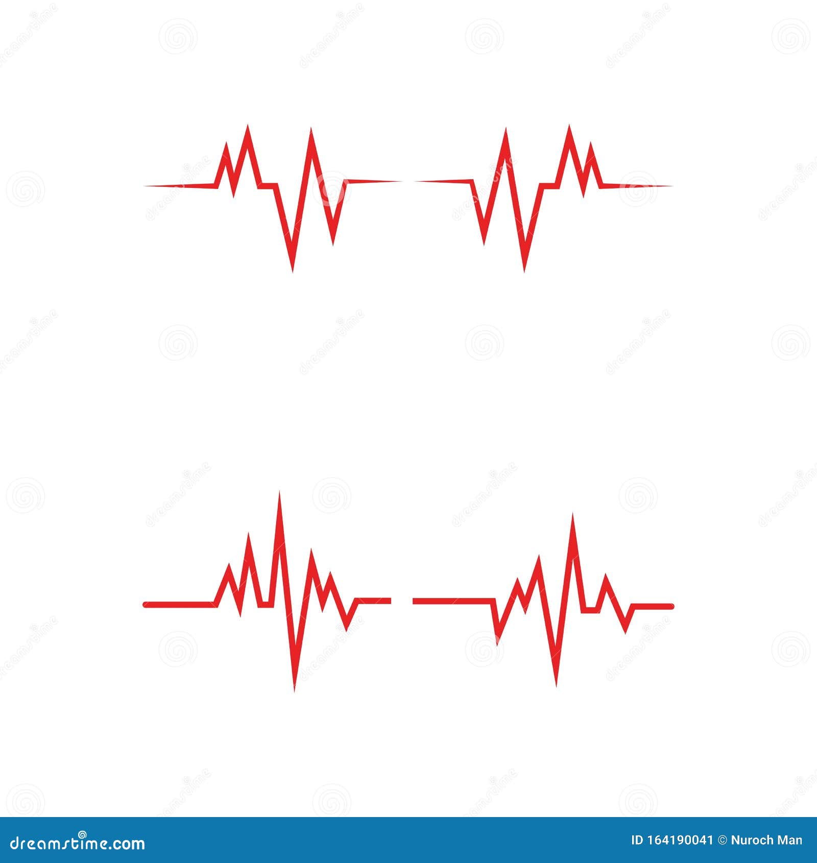 Set of Red Pulse Line Logo Vector Icon. Stock Vector - Illustration of ...
