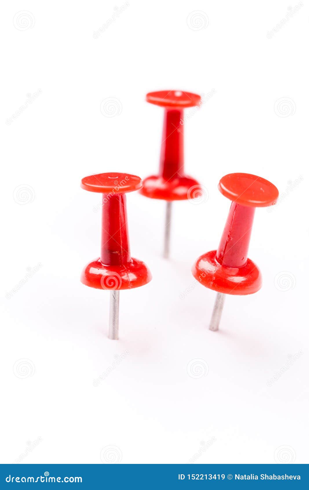 Push Red Pins Isolated on White Background Stock Image - Image of board ...