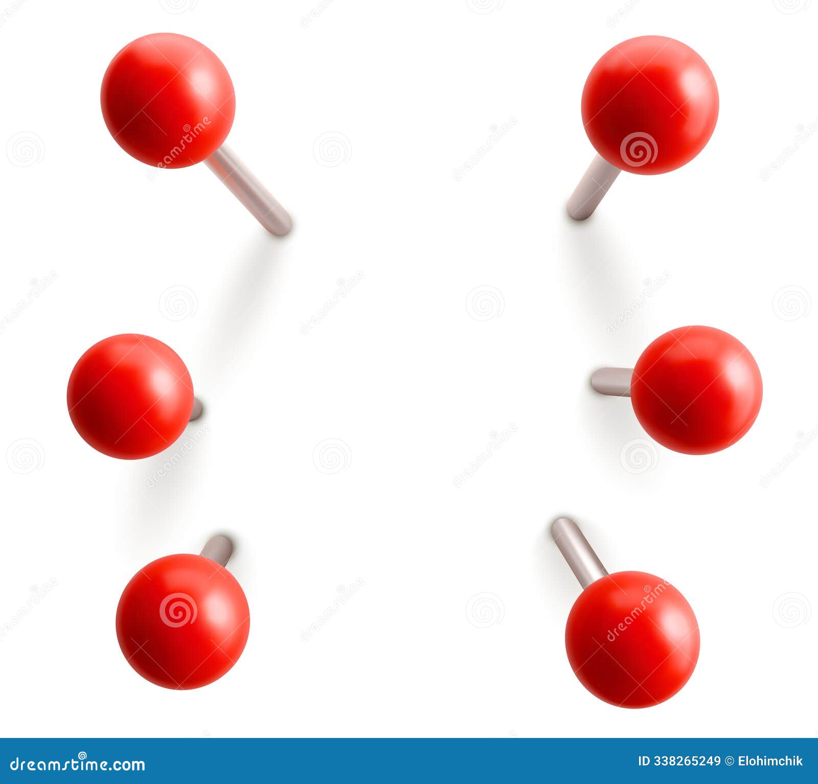 Set of Red Push Pins. Thumbtacks Ready for Your Design. Different Angle ...