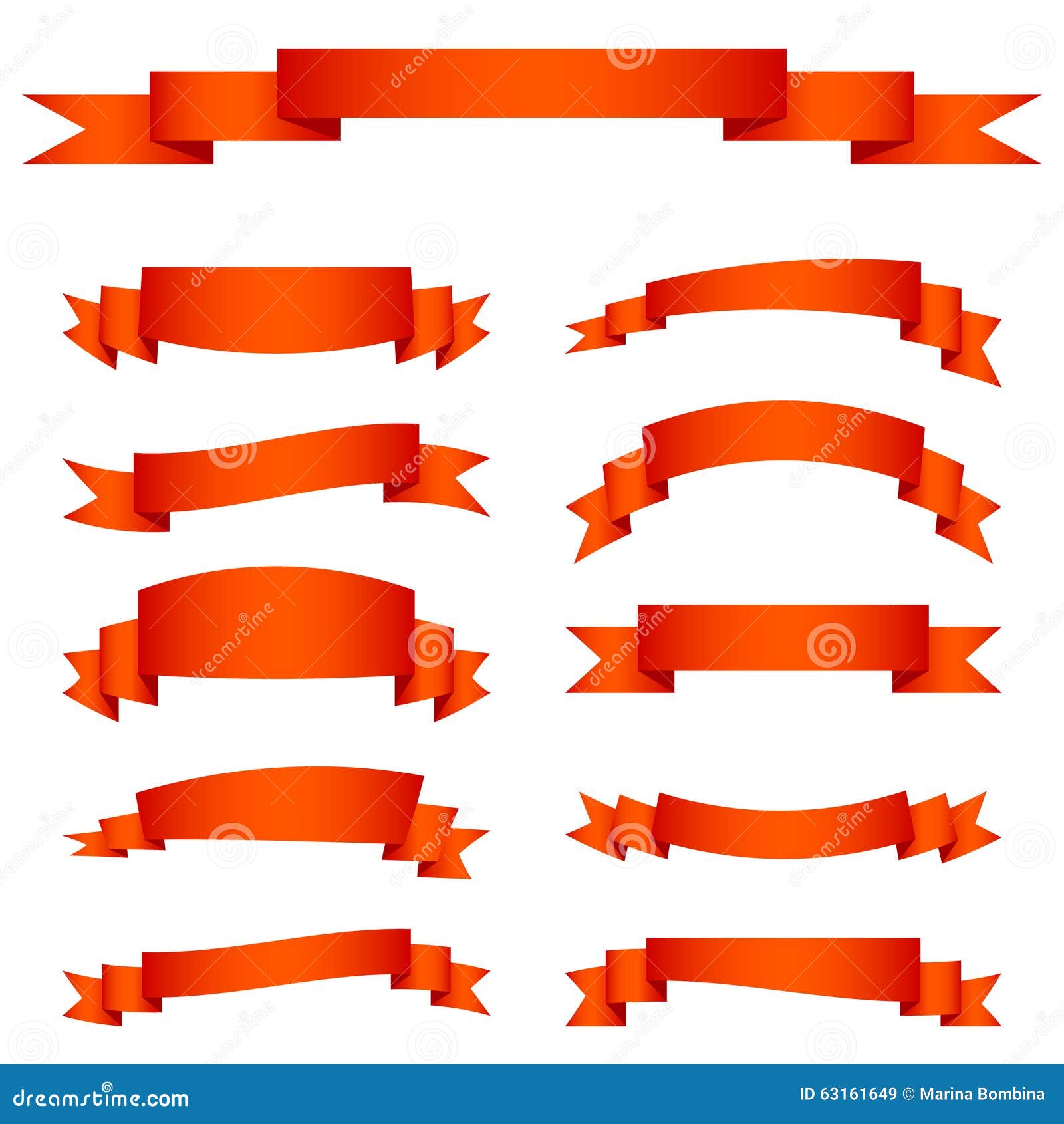 Set of red ribbon banners stock vector. Illustration of bookmark - 63161649