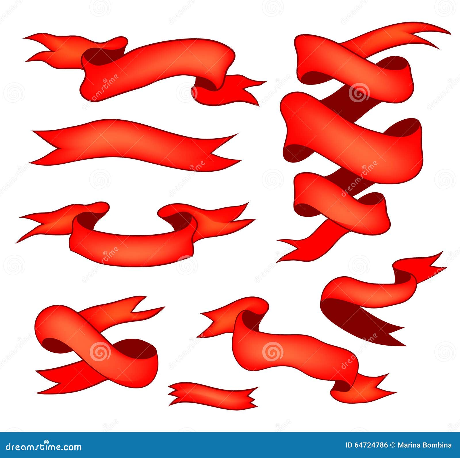 Set of red ribbon banners stock vector. Illustration of drawn - 64724786
