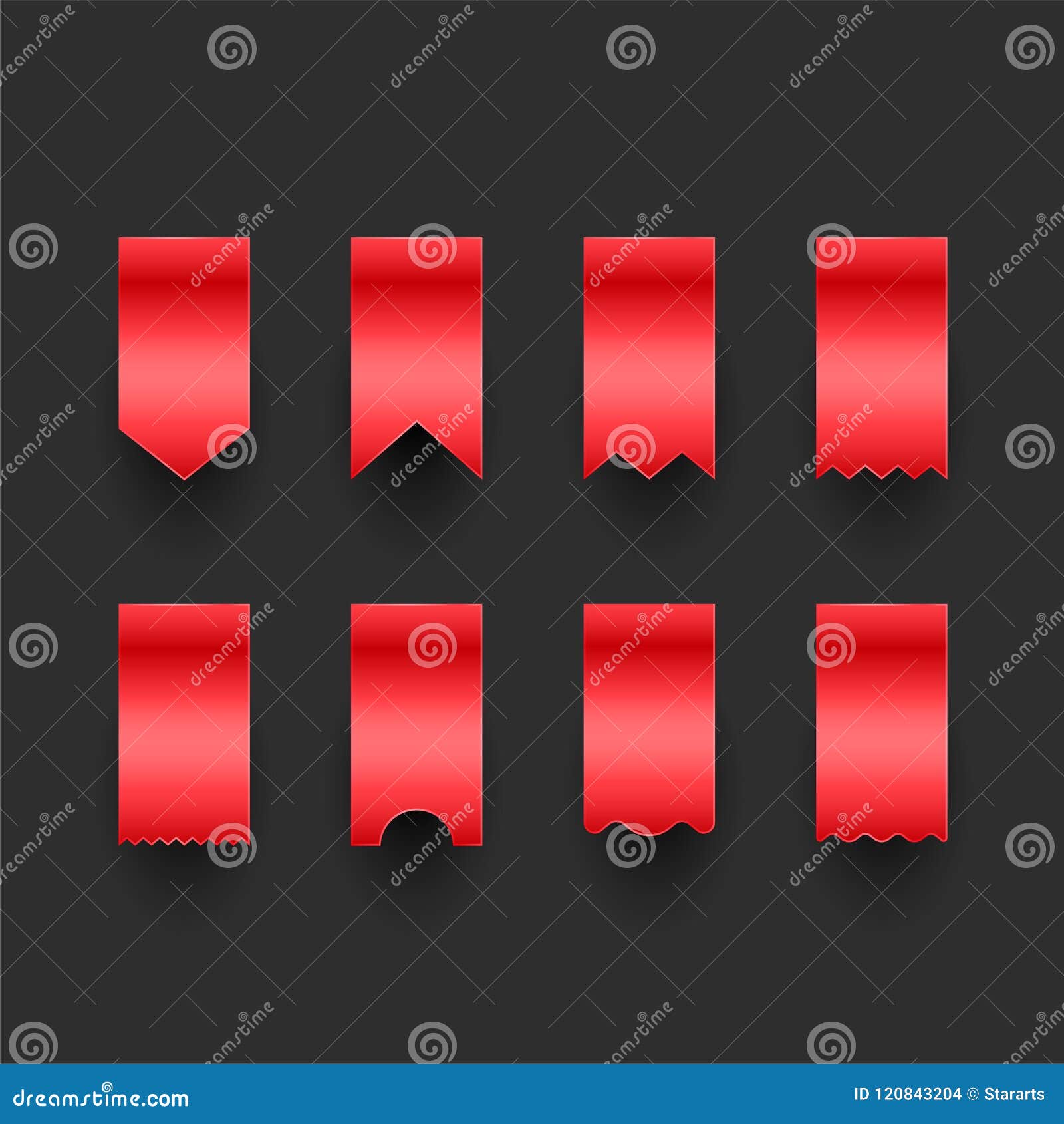 Set of red ribbon tags stock vector. Illustration of element - 120843204