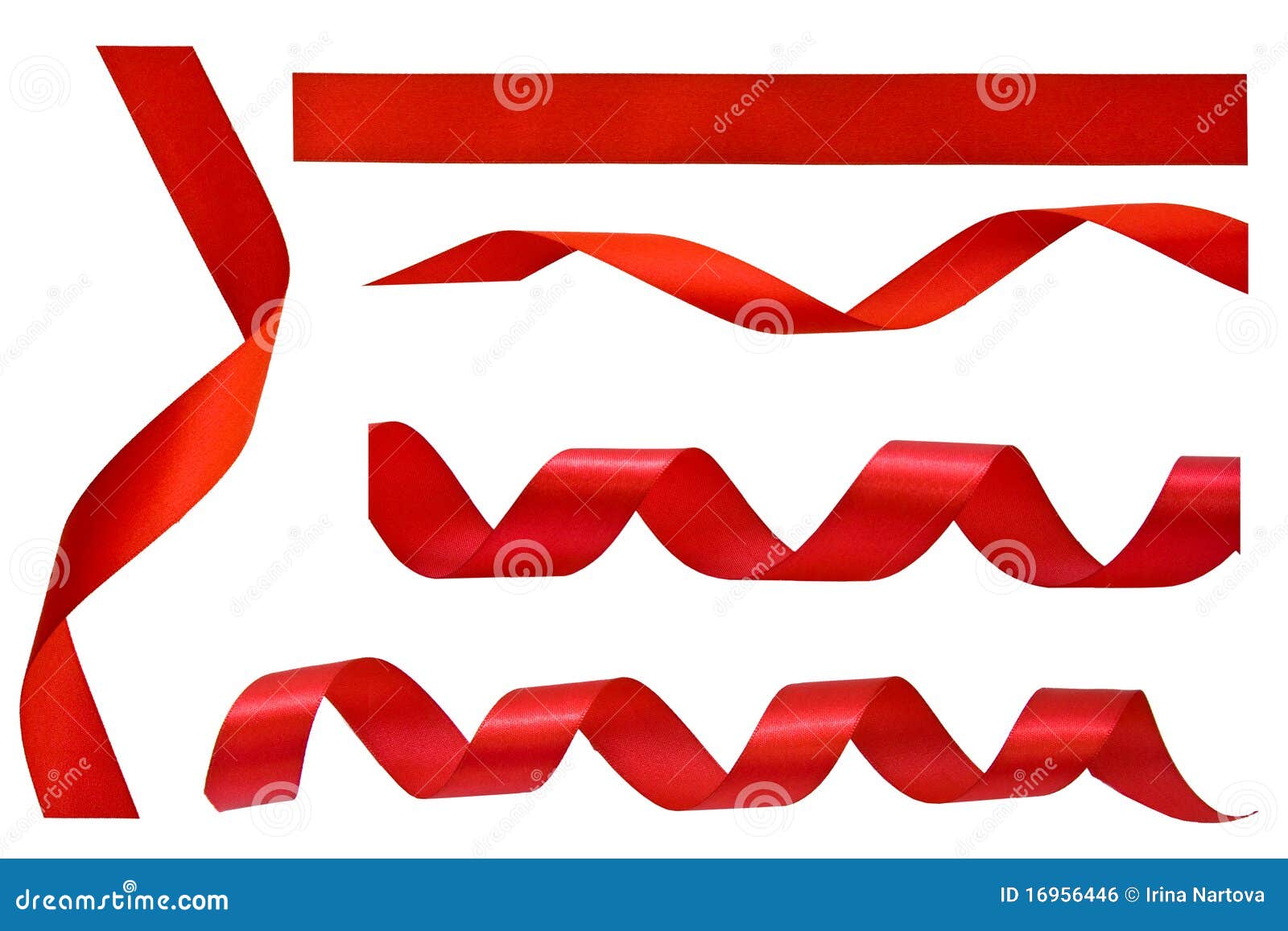 Set of red ribbons stock photo. Image of horizontal, satin - 16956446