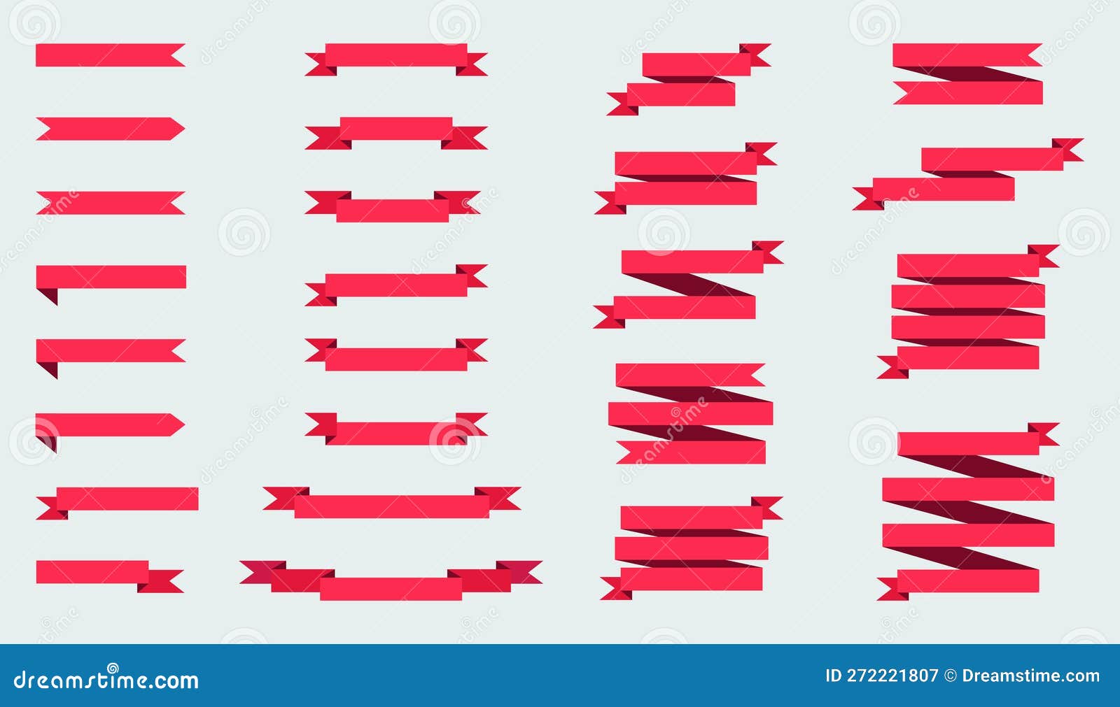 A Set of Red Ribbons, Banners, Icons Highlighted on a Light Background ...