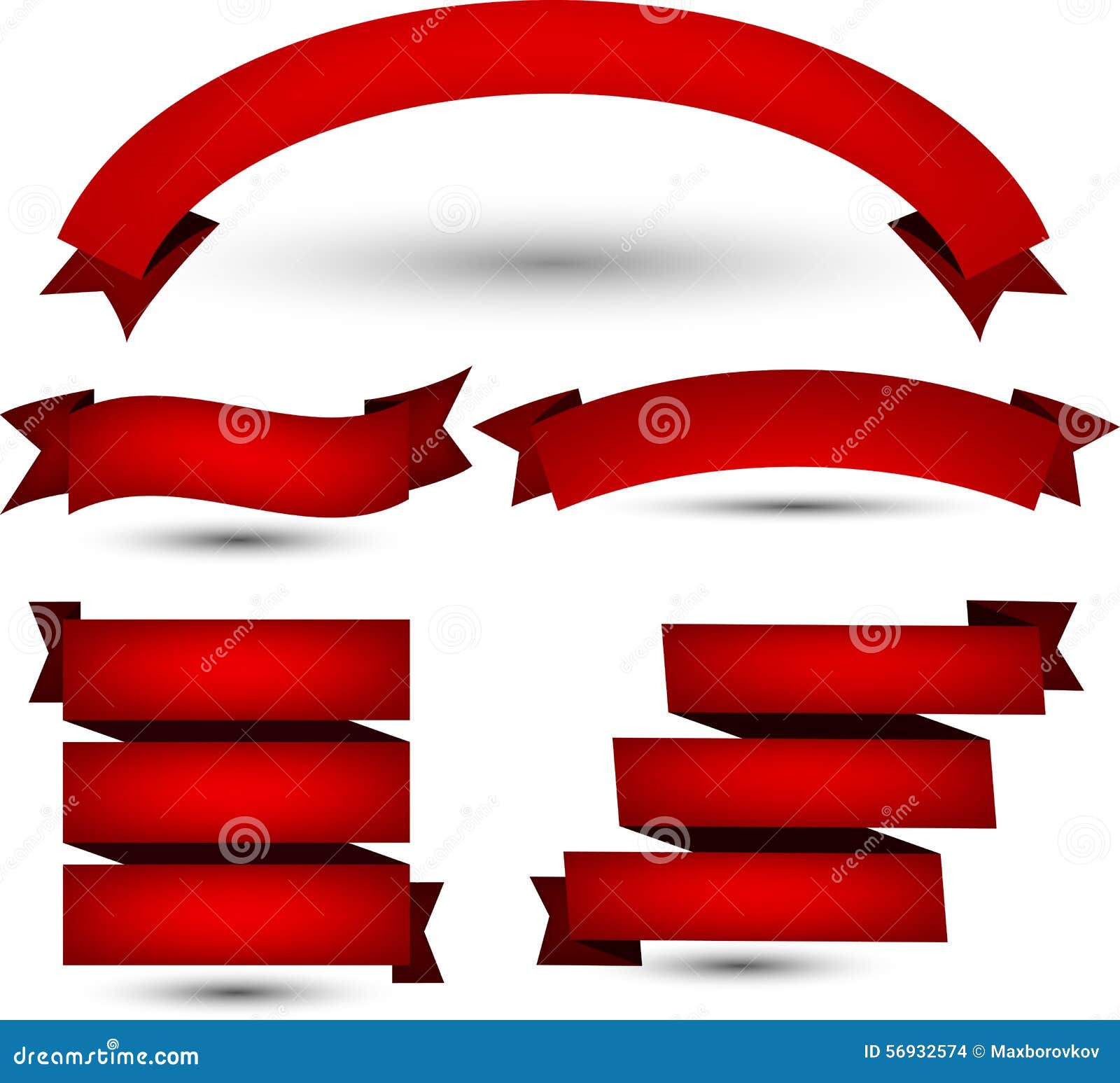 Set of red ribbons stock vector. Illustration of curled - 56932574