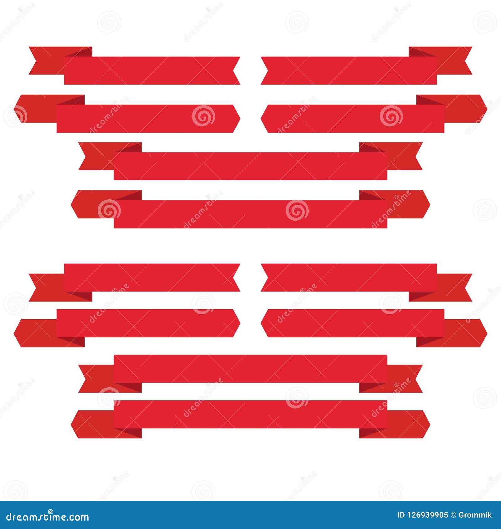 Set of 12 Red Ribbons at the Top and Bottom Stock Illustration ...