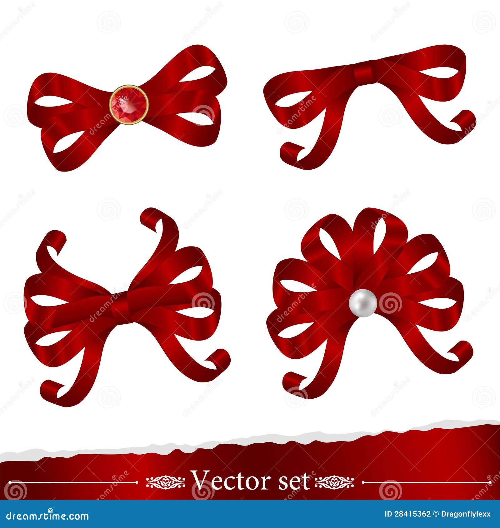 Set of Red Ribbons for Decoration Design Stock Vector - Illustration of ...