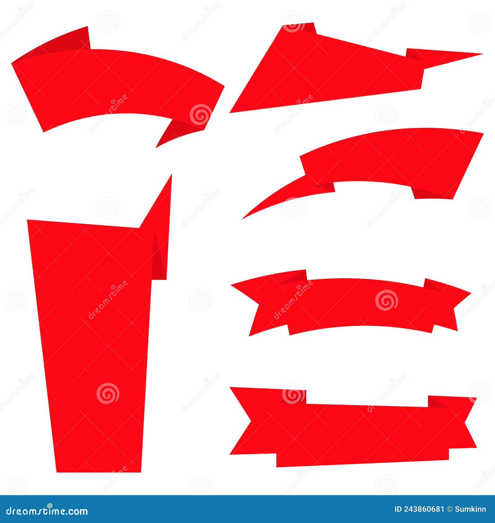 Set of red ribbons stock vector. Illustration of background - 243860681