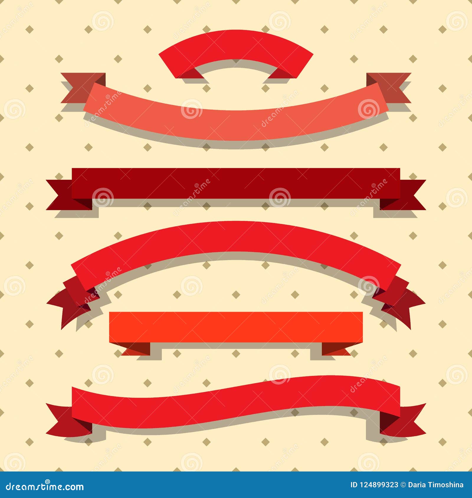 Set of Red Ribbons on Dotted Background Stock Vector - Illustration of ...