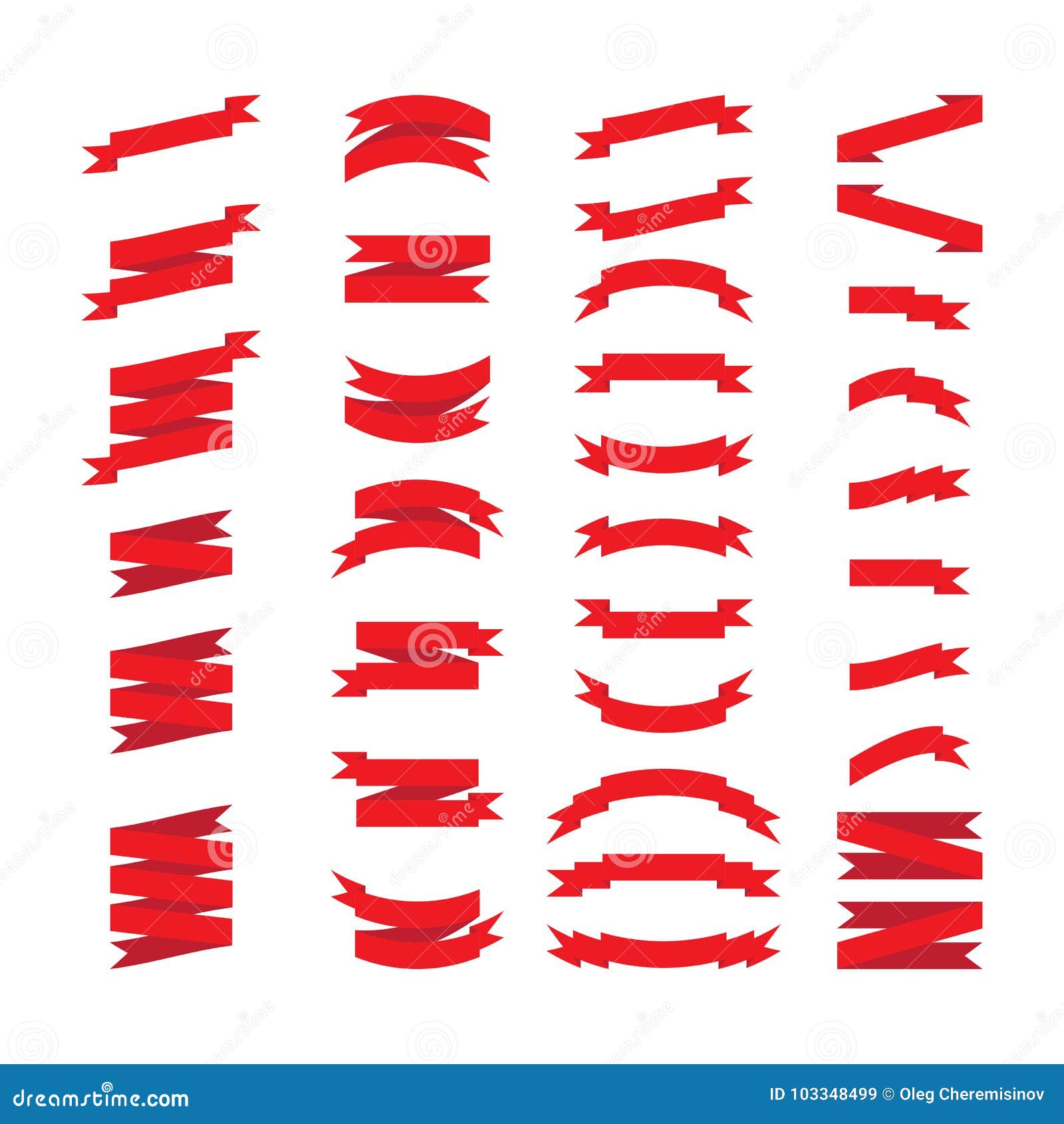 Set of Red Ribbons and Flags. Vector Design Elements. Stock Vector ...