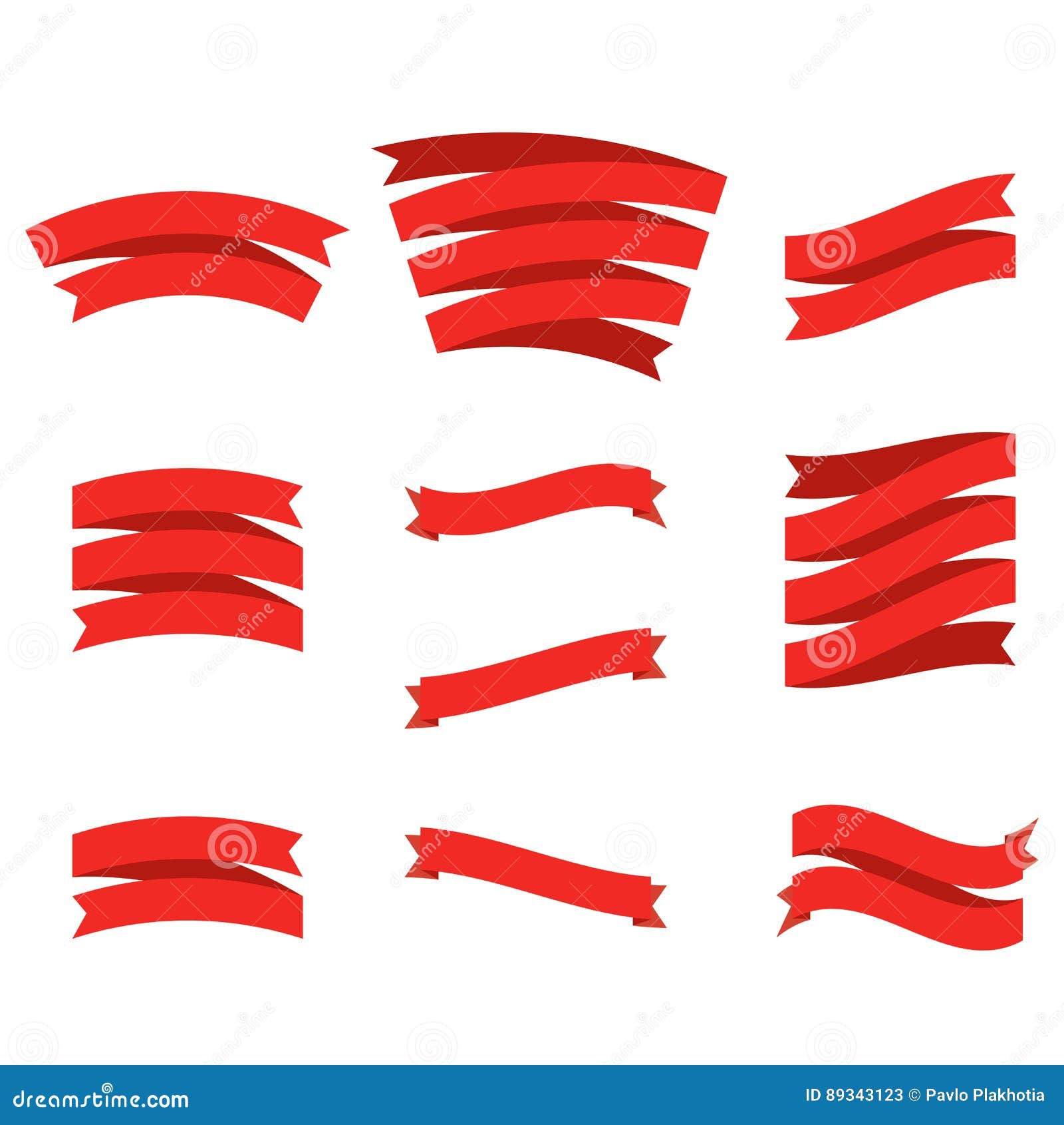 Set of red ribbons stock vector. Illustration of paper - 89343123