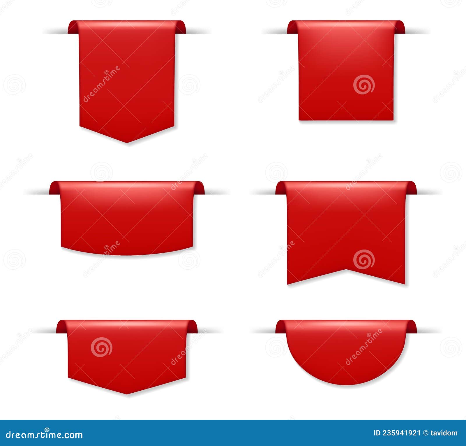 Set of Red Ribbons, Online Shopping Web Banners. Red Silk Corner ...