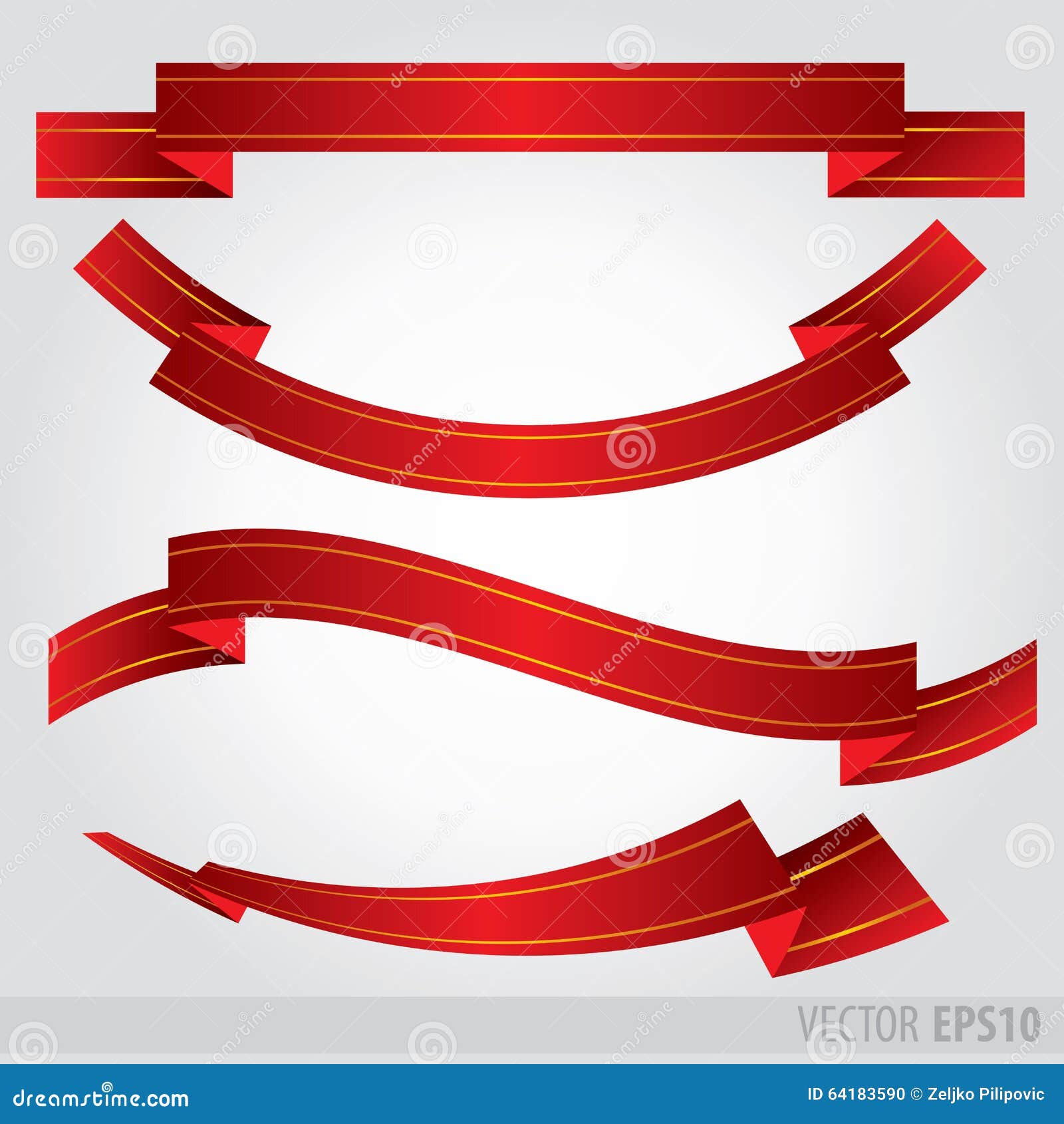 Set Red Ribbons Vector .EPS 10 Stock Vector - Illustration of ...
