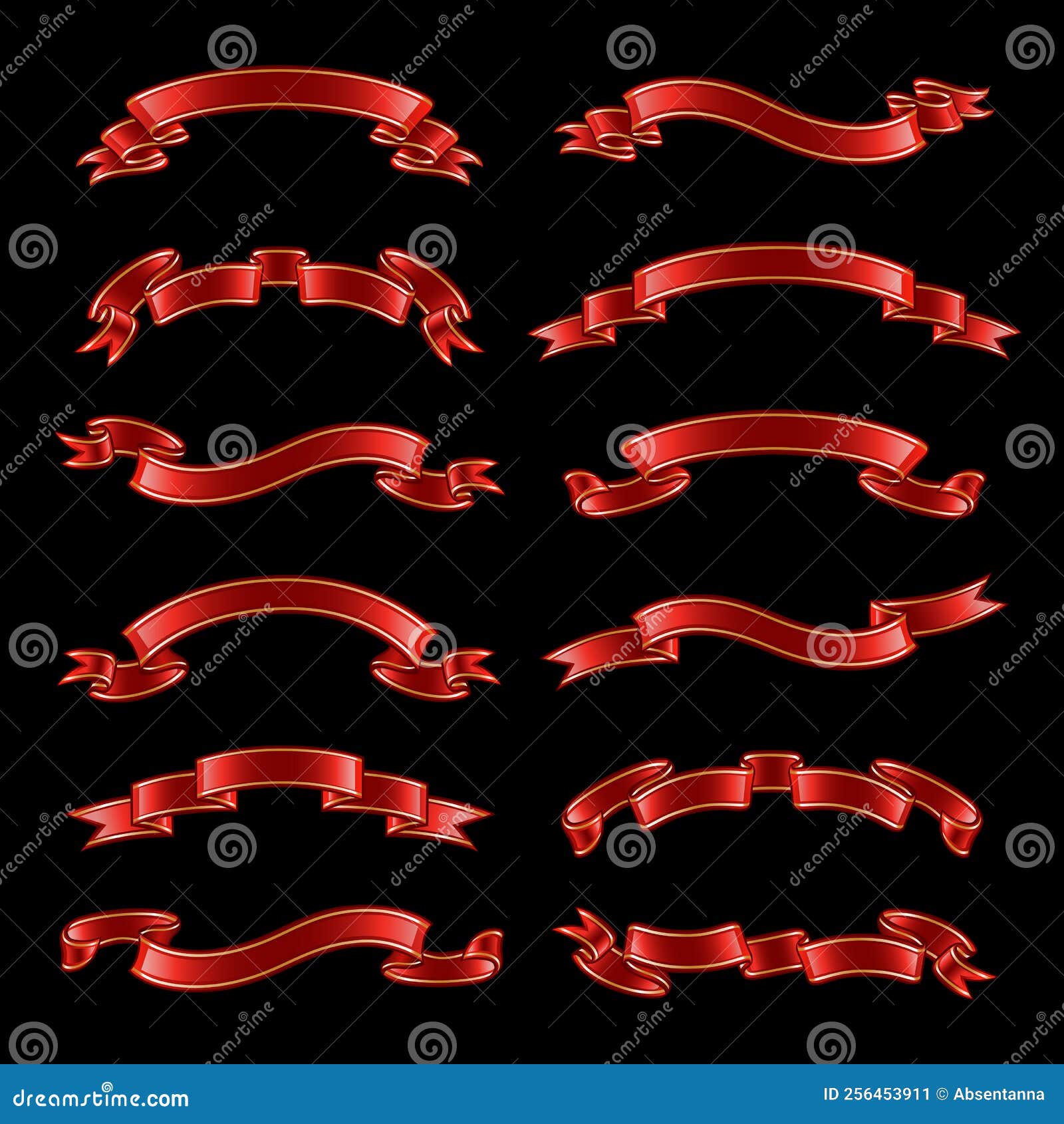 Set of red ribbons stock vector. Illustration of banner - 256453911 Set of red ribbons stock vector. Illustration of banner - 256453911