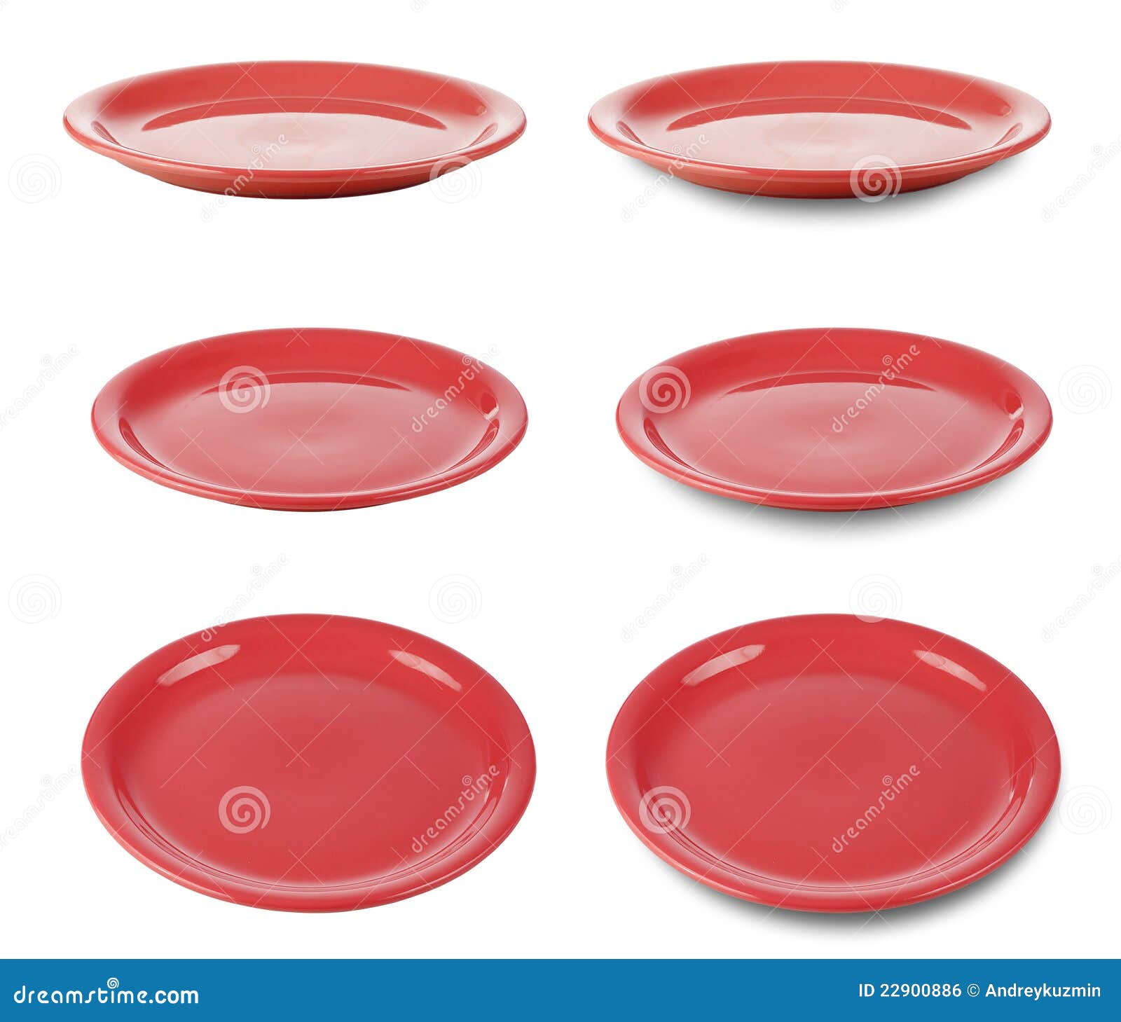 Set of Red Round Plates Isoated on White Stock Photo - Image of vibrant ...